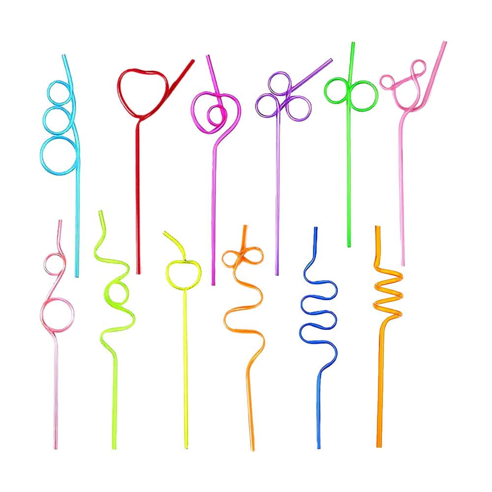 1/5/10pcs Curly Silly Drinking Straws Assorted Colors Kids Reusable Fun ...
