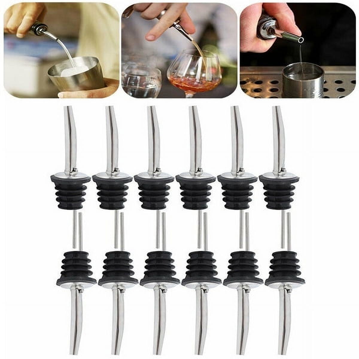1/5/12pcs Stainless Steel Free Flow Vented Pourer Wine Liquor Bottle ...