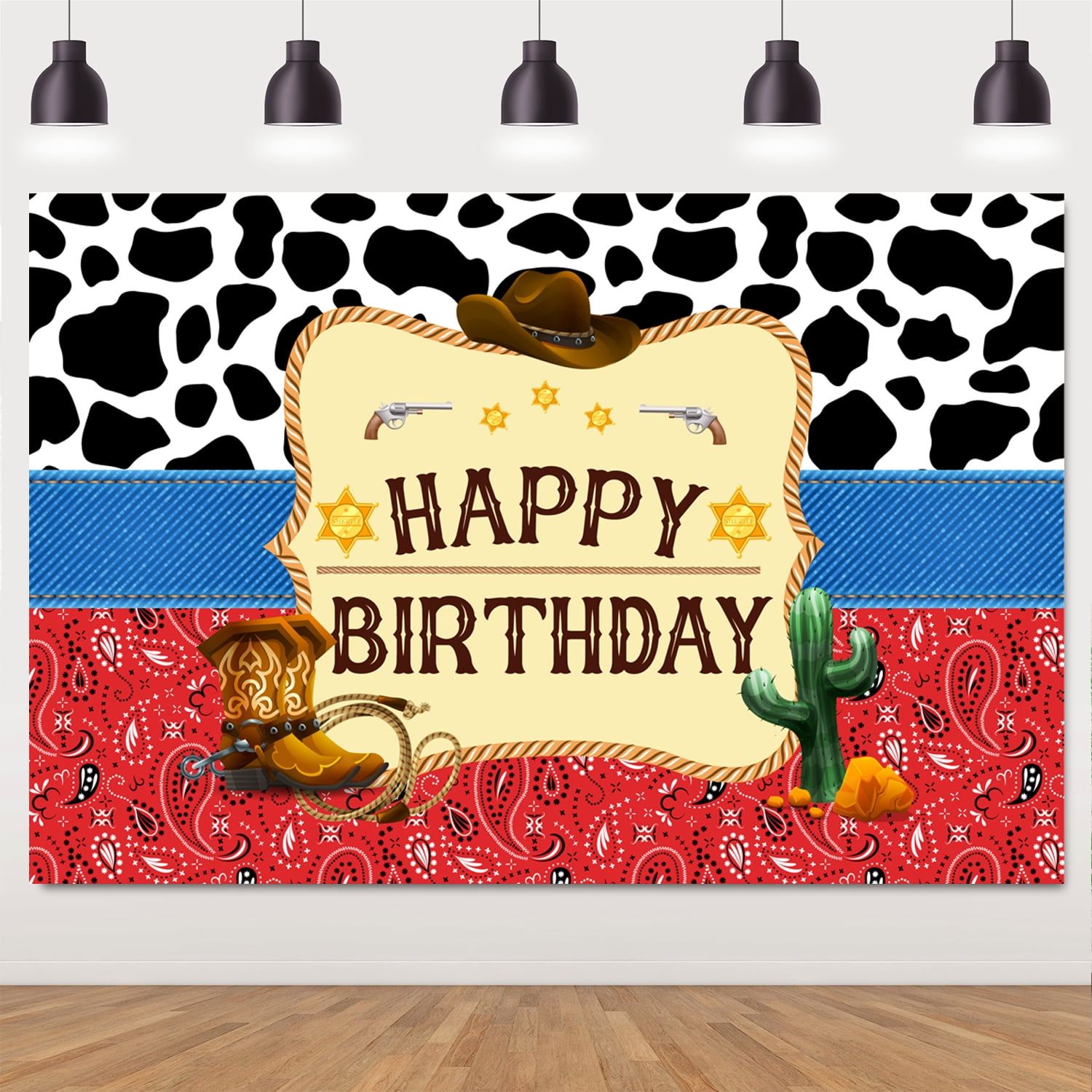 1.5*1m Cowboy Birthday Backdrop Decorations, Western Cowboy Birthday ...