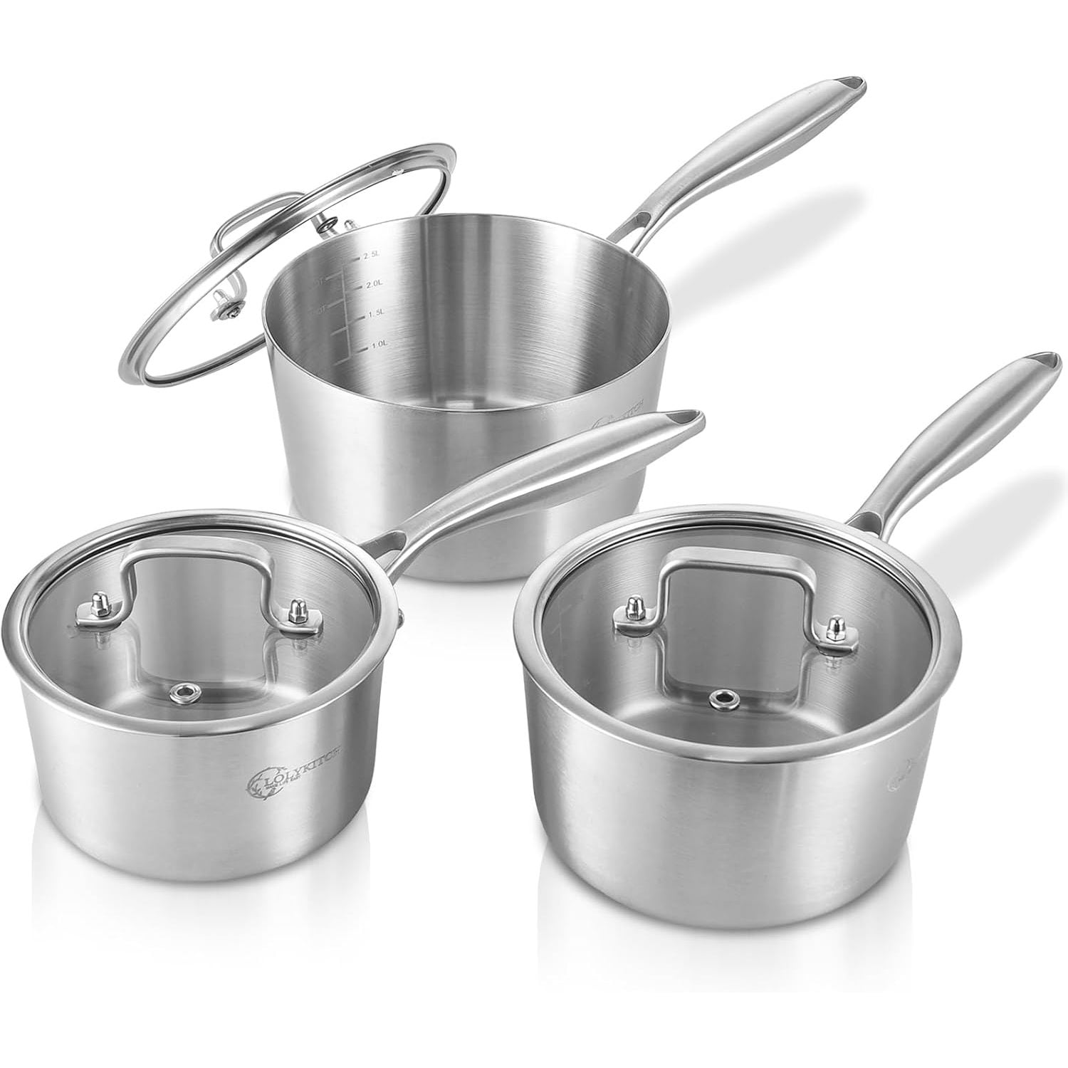 1.5-2.5-3.0 QT, Tri-Ply Stainless Steel Saucepan Set of 3,Induction ...