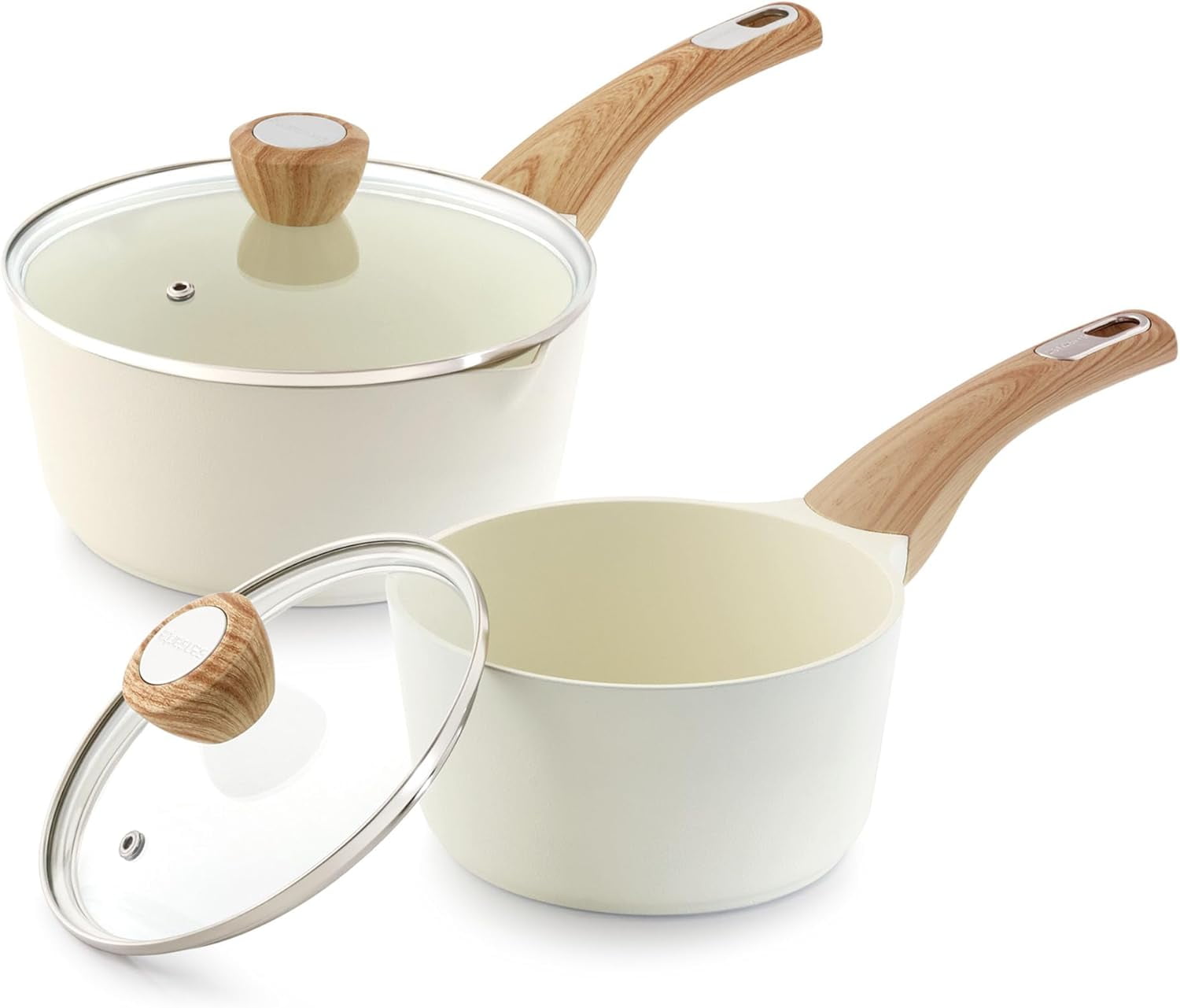 1.5 & 2.5 Quart Ceramic Sauce Pan Sets with Lid, Cooking Pots Set ...