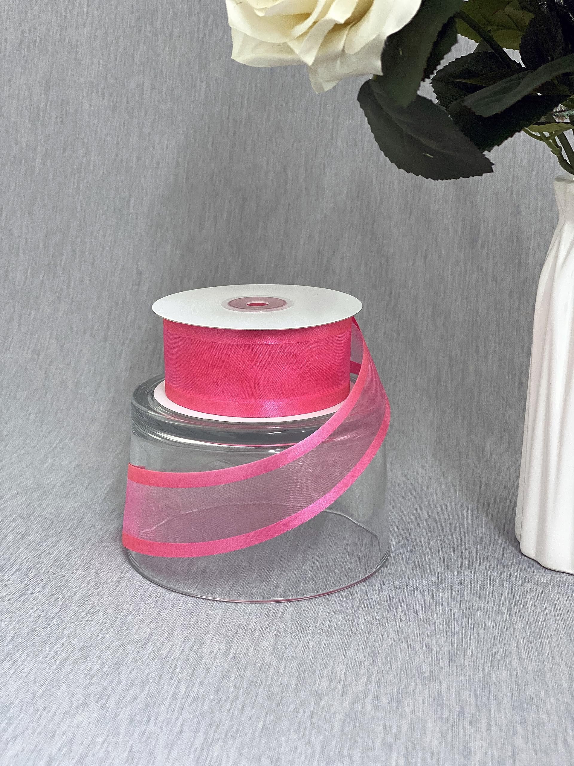 1.5" 25 Yard Organza with Satin Edge Ribbon 1 Roll (Hot Pink) - Walmart.com