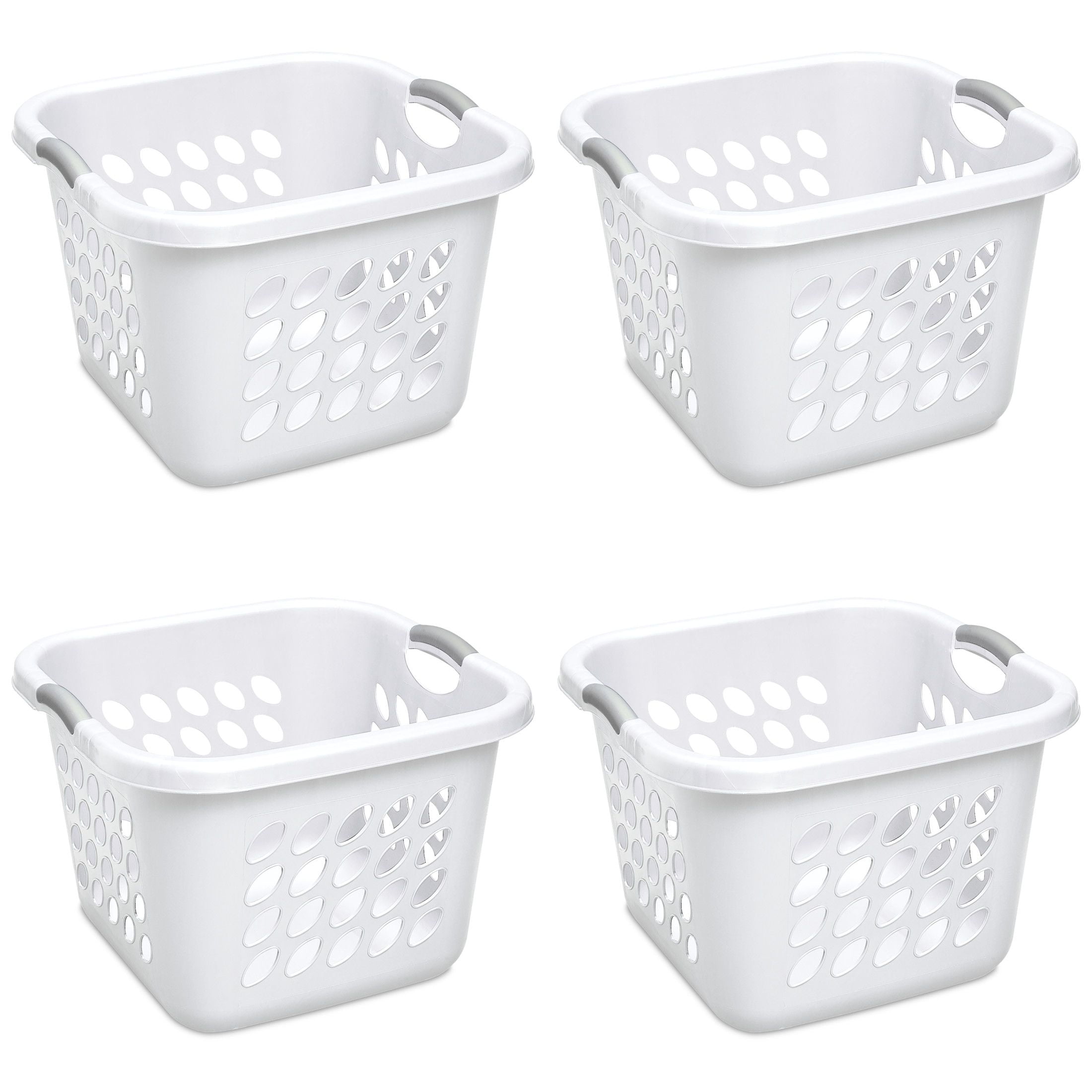 1.5 Bushel Ultra™ Square Laundry Basket Plastic Adult, White, Set of ...