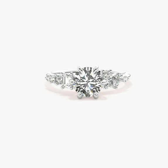 1.5 CT Moissanite Split Shank Engagement Ring 14k White Gold Plated ...