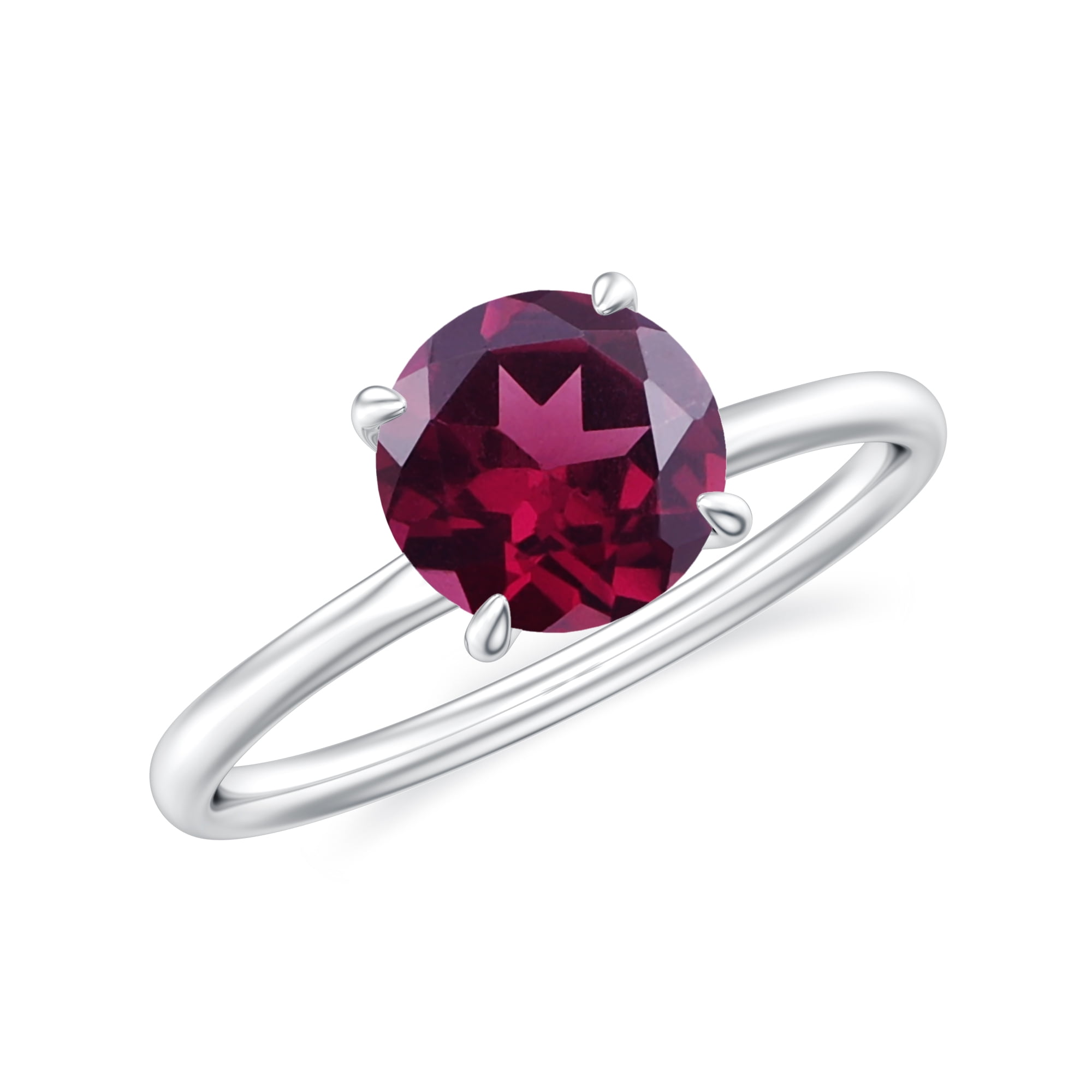 1.5 CT Natural Rhodolite Solitaire Ring for Women in Sterling Silver ...