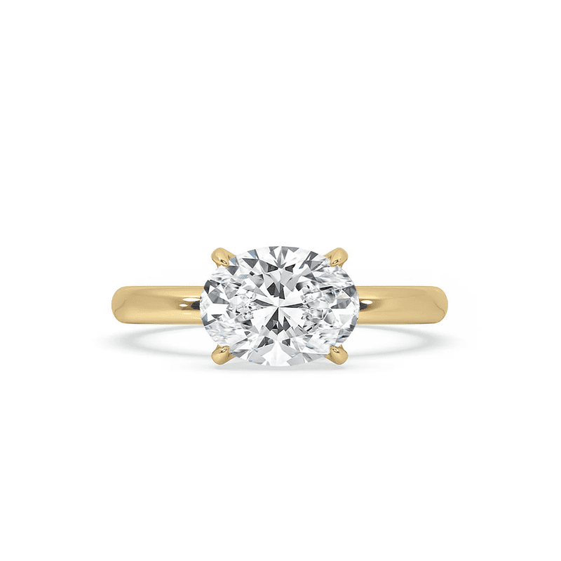 1.5 CT Oval Shaped Diamond Ring In East West Style Engagement Ring ...