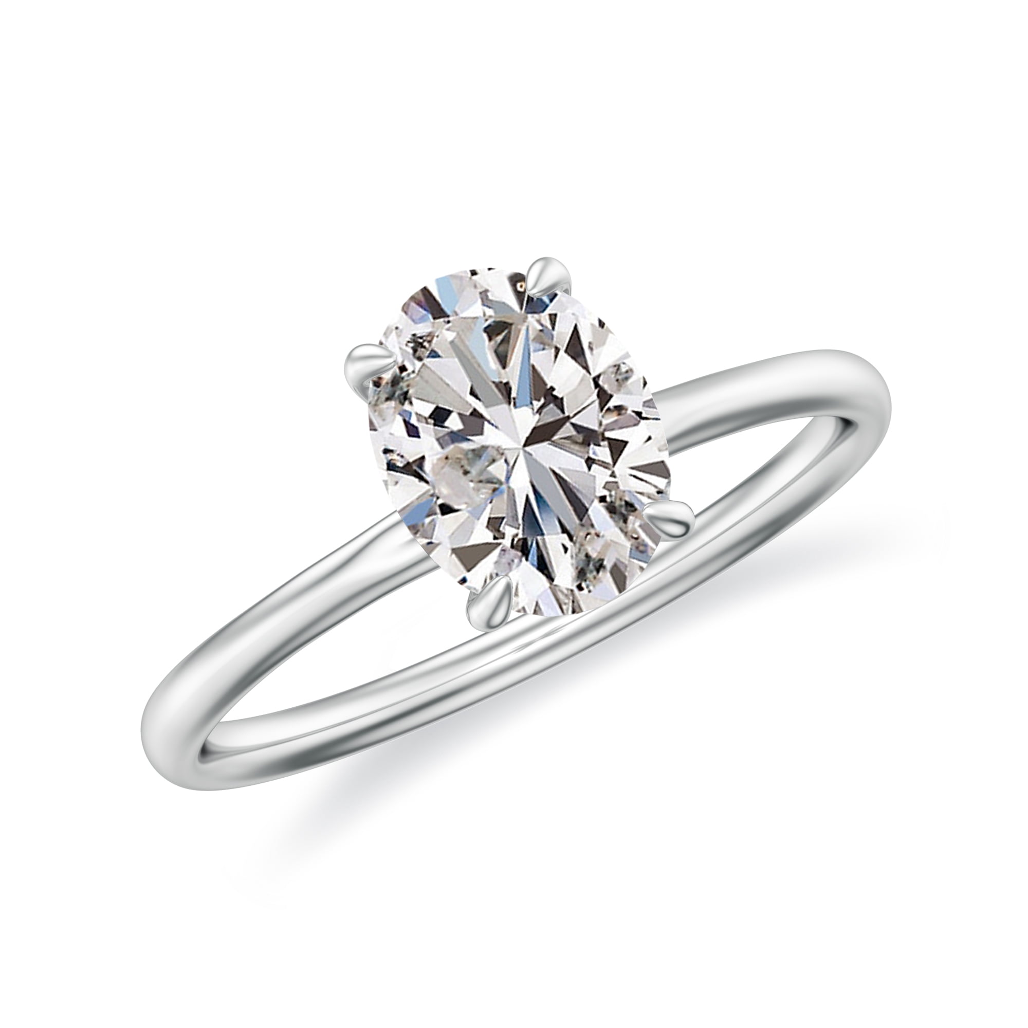 1.5 CT Oval Shaped Diamond Solitaire Ring for Women in Sterling Silver ...