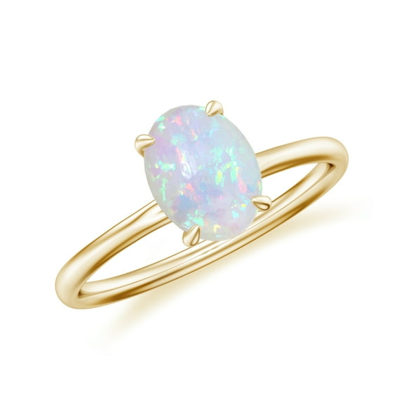 1.5 CT Oval Shaped Opal Solitaire Ring for Women in Sterling Silver ...