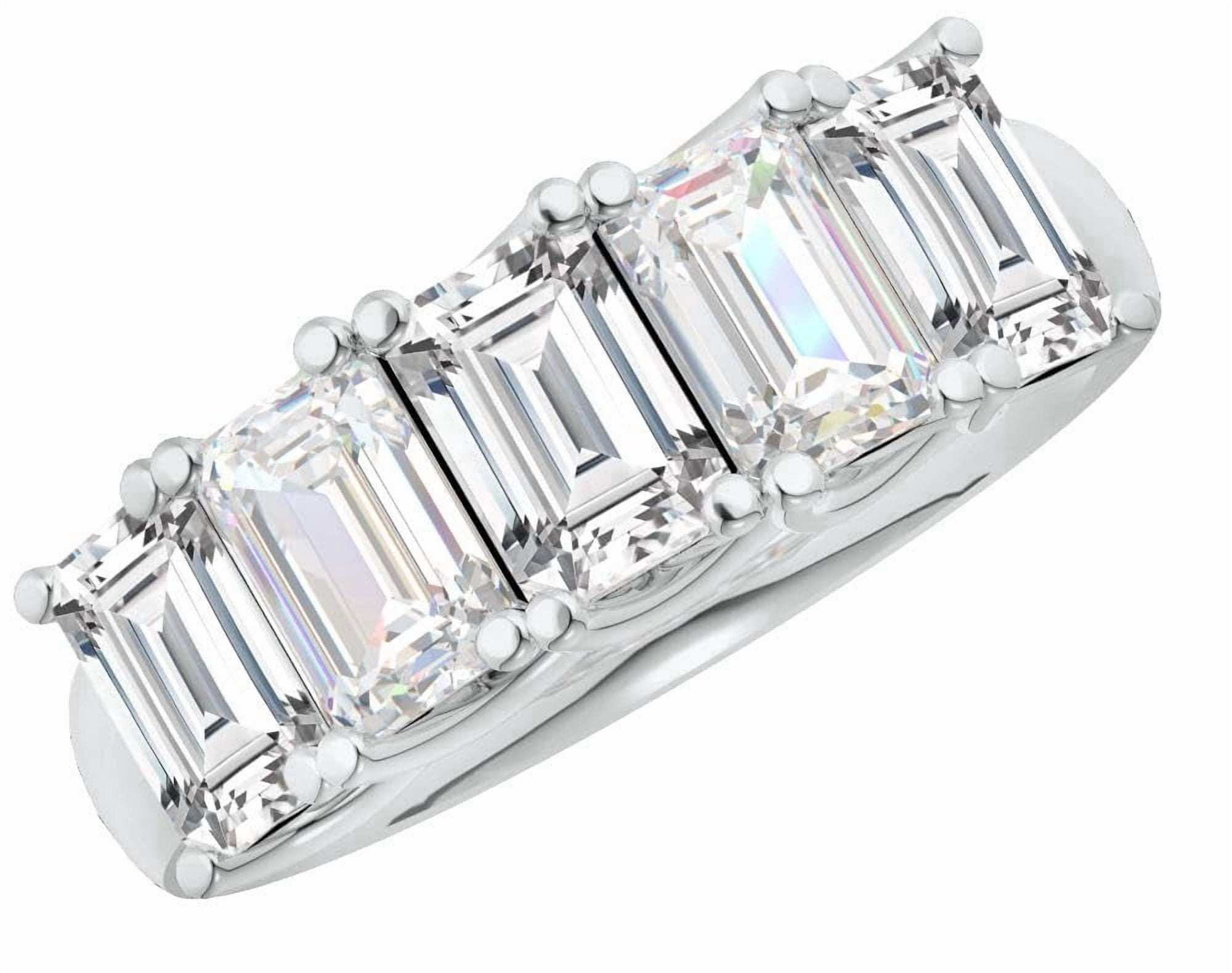 1.5 Carat 14K White Gold LAB GROWN Emerald Cut 5 Stone Ring Diamond ...