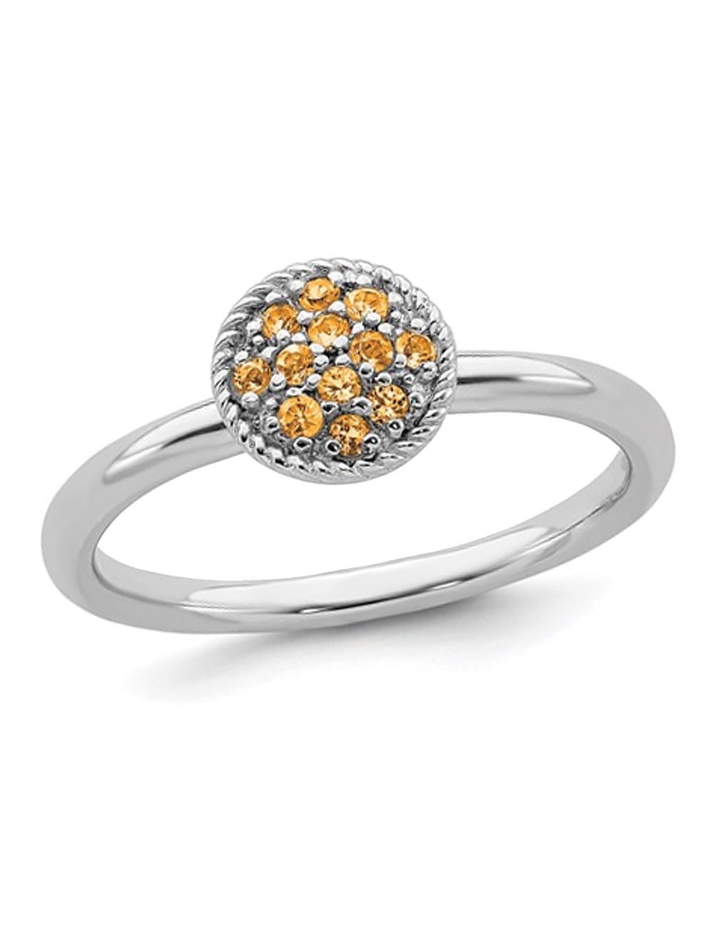 Gem & Harmony 1/5 Carat (Ctw) Natural Citrine Cluster Ring in Sterling ...
