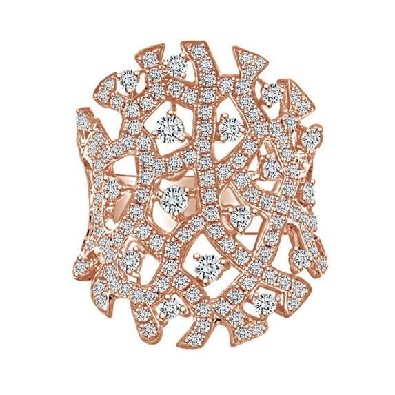 AFFY 1.5 Carat (Ctw) Round Shape White Natural Diamond Filligree Engagement Ring In 14k Solid ...