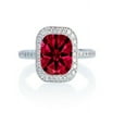 1 Carat Trilogy Red Ruby And Diamond Moissanite Engagement Ring In 10k ...