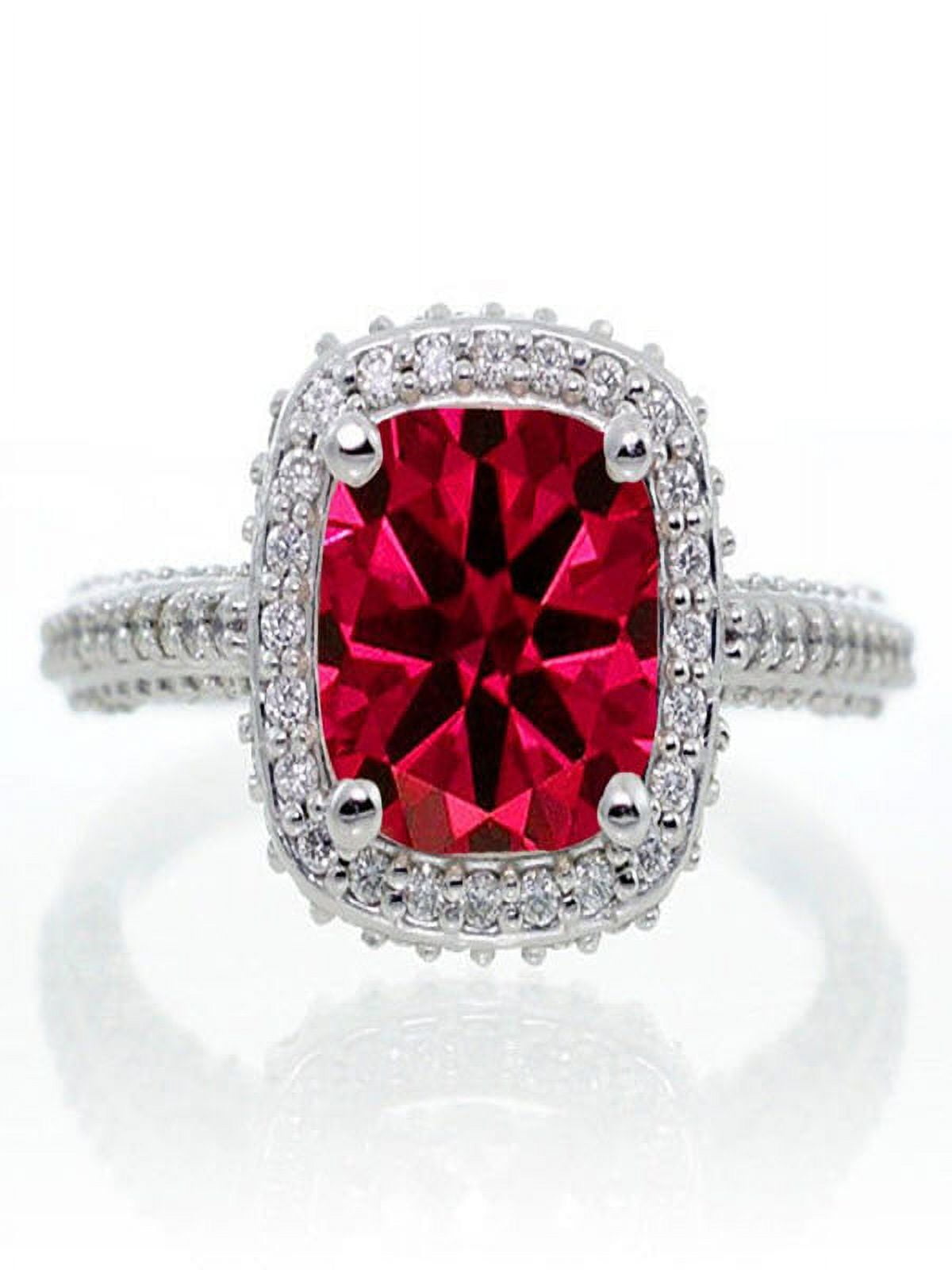 1.5 Carat Cushion Cut Designer Ruby and Diamond Halo Engagement Ring on ...