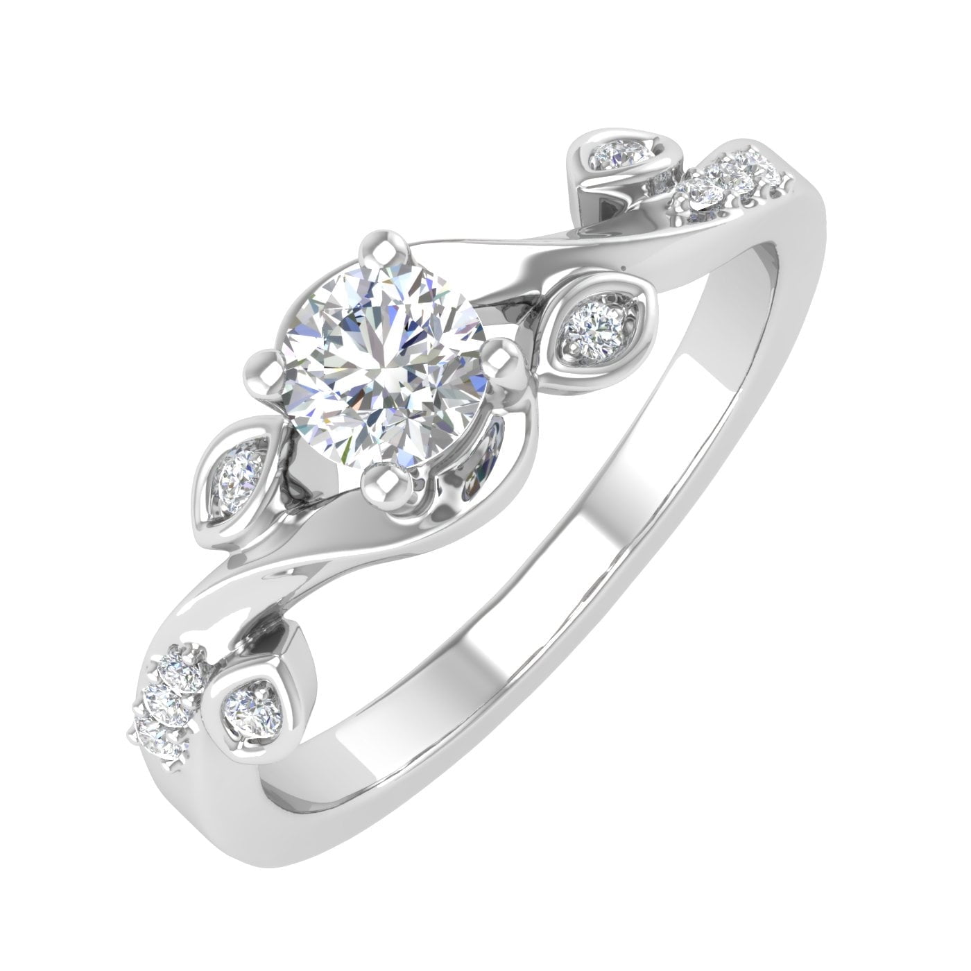 1/5 Carat Diamond Engagement Rings in 10K White Gold (Ring Size 6.5 ...