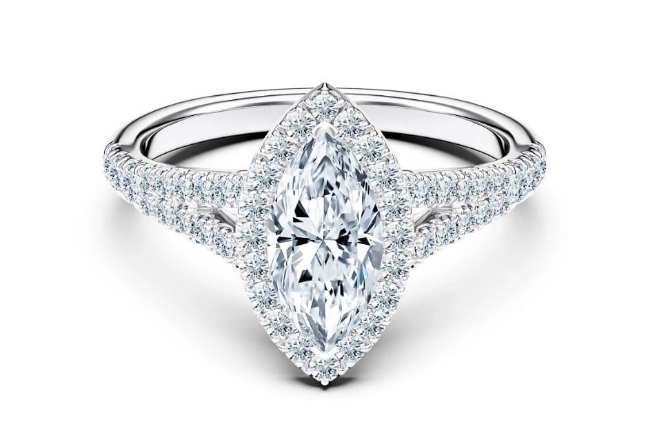 1.5 Carat Marquise Lab Grown Diamond Split Pave Engagement Ring for ...