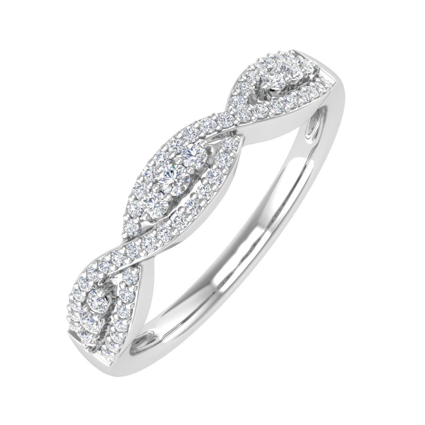 1/5 Carat Prong Set Diamond Twisted Wedding Band Ring in 14K White Gold ...