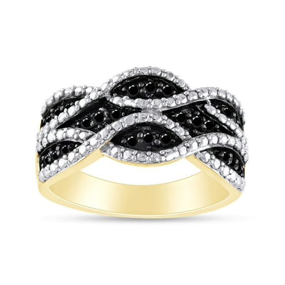 1/5 Carat Round Black Natural Diamond Woven Design Wedding Anniversary ...