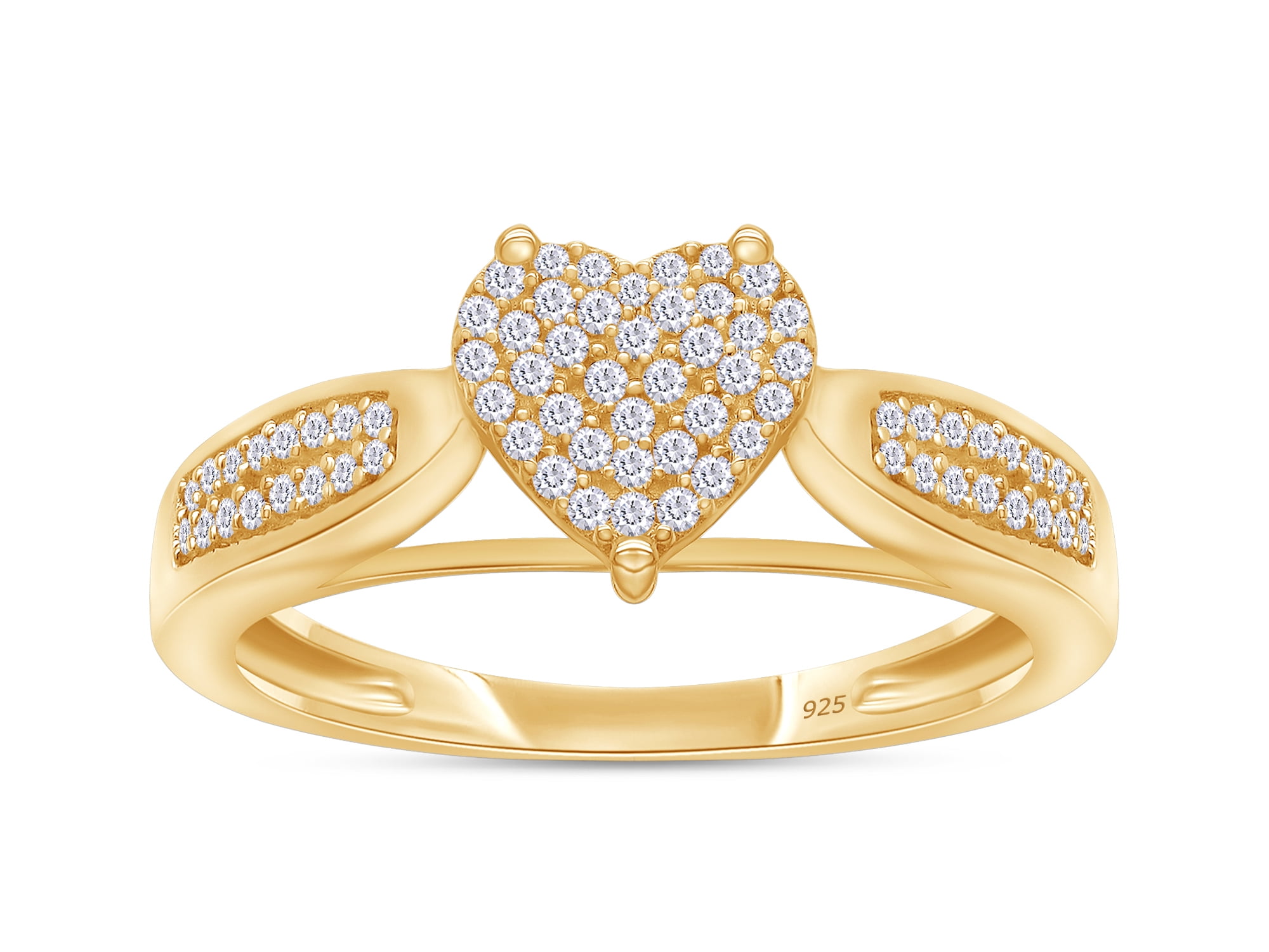 AFFY 1/5 Carat Round Cut Natural White Diamond Heart Wedding Ring For ...