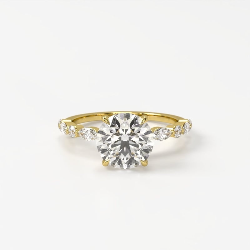 1.5 Carat Round Moissanite Vintage Engagement Ring with Marquise and ...