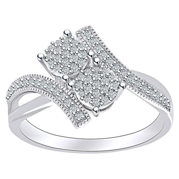 AFFY 1/5 Carat Round Shape White Natural Diamond Bypass Ring In 10K ...