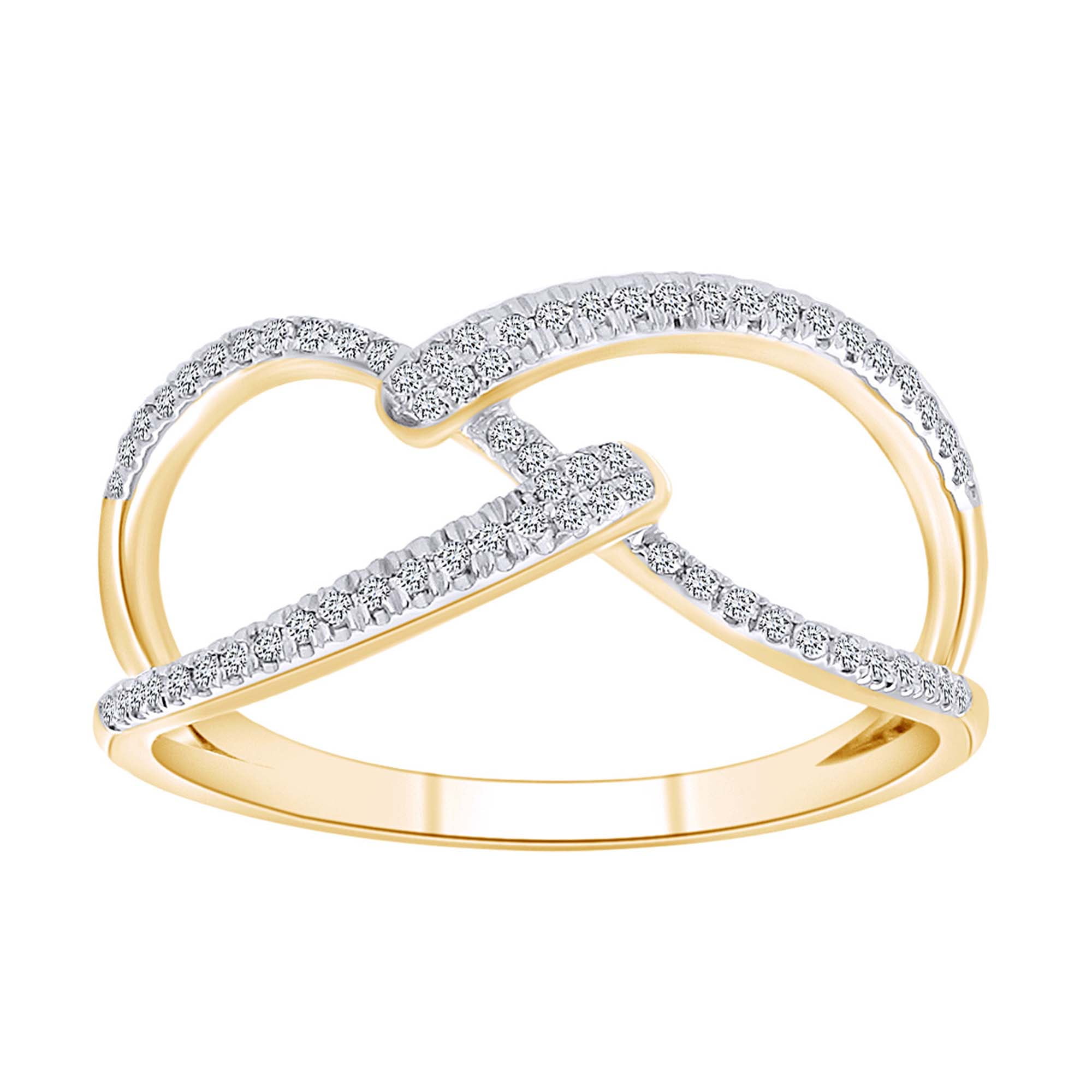 AFFY 1/5 Carat Round Shape White Natural Diamond Cocktail Ring 10K ...