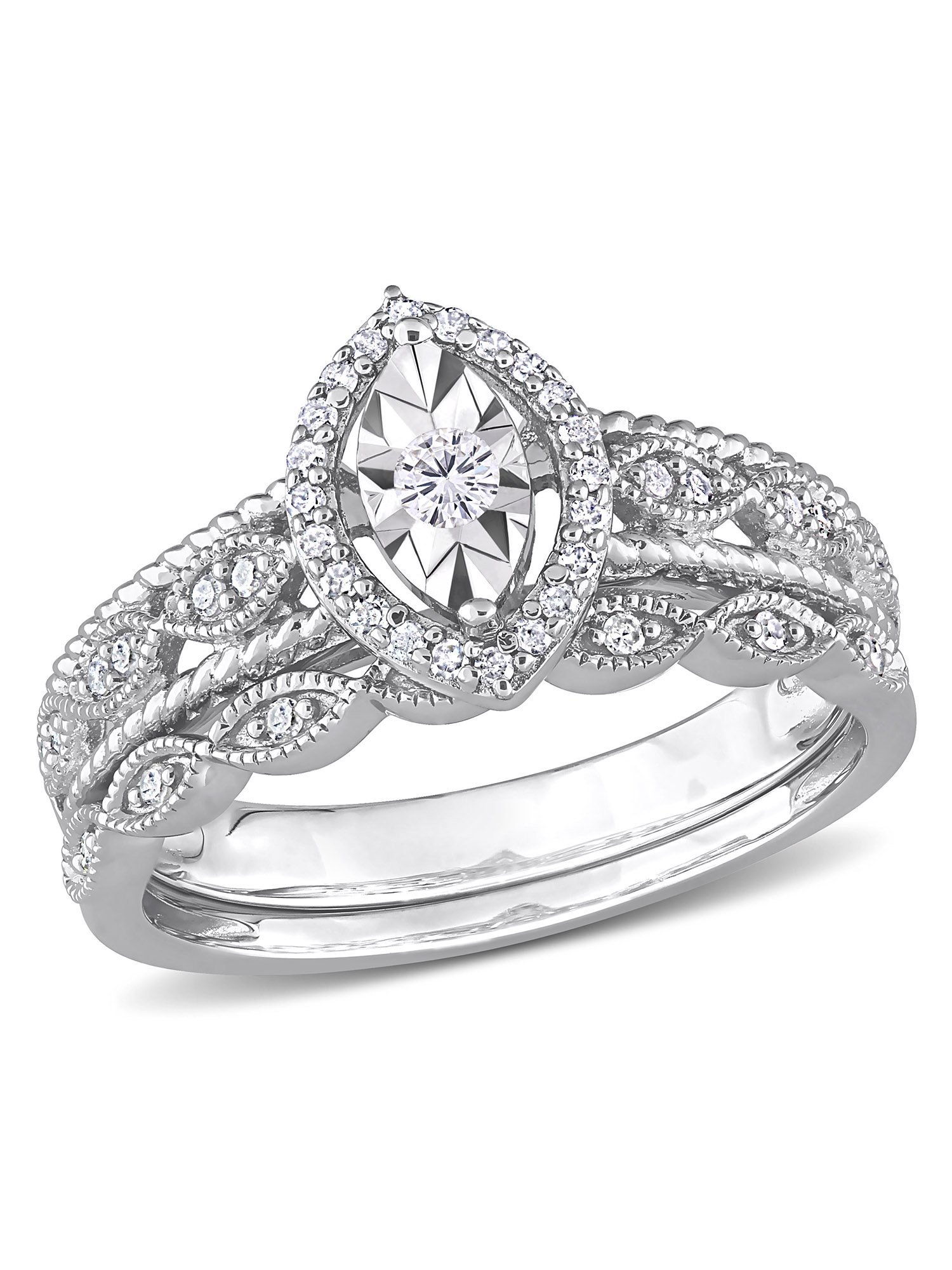 1/2 Carat T.W. Diamond Sterling Silver Anniversary Ring - Walmart.com