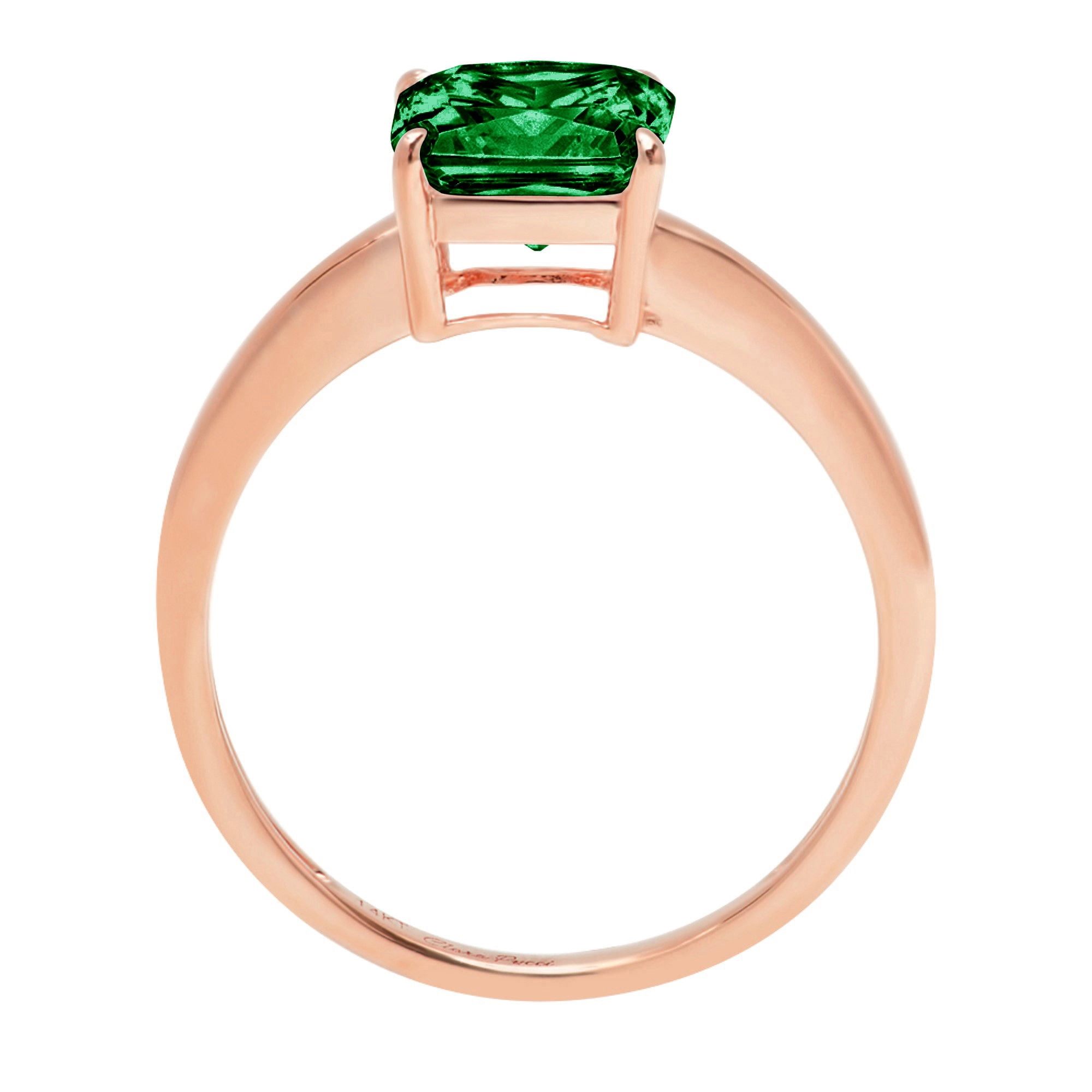 1.5 Ct Asscher Cut Emerald Solitaire Ring in Solid 18K Rose Gold Size 5 ...