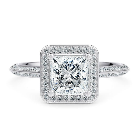 1.5 Ct Princess Cut Moissanite Diamond Engagement Rings for Women in ...