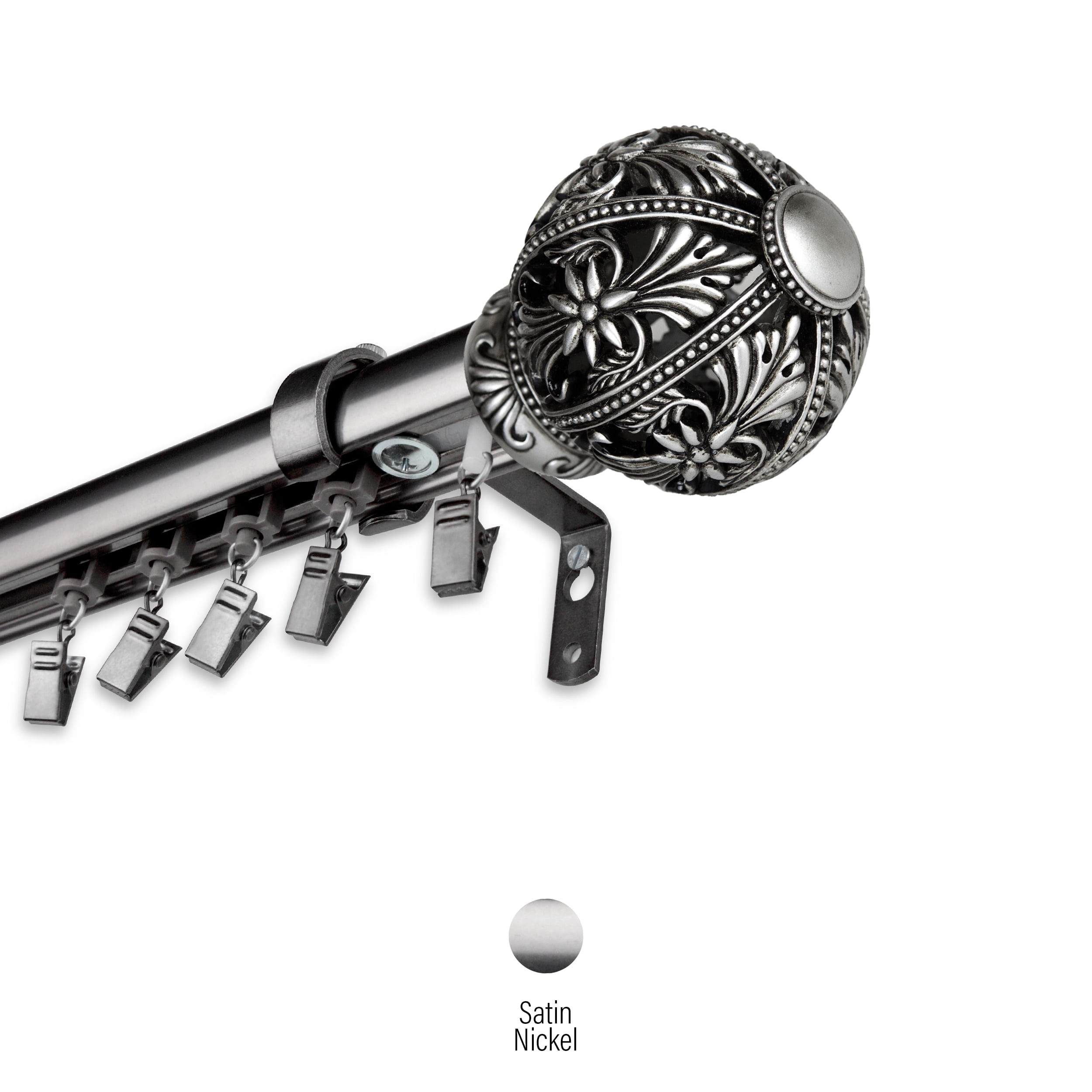 1.5" Dia Adjustable 110" to 156" Raquel Traverse Rod with Rings ...