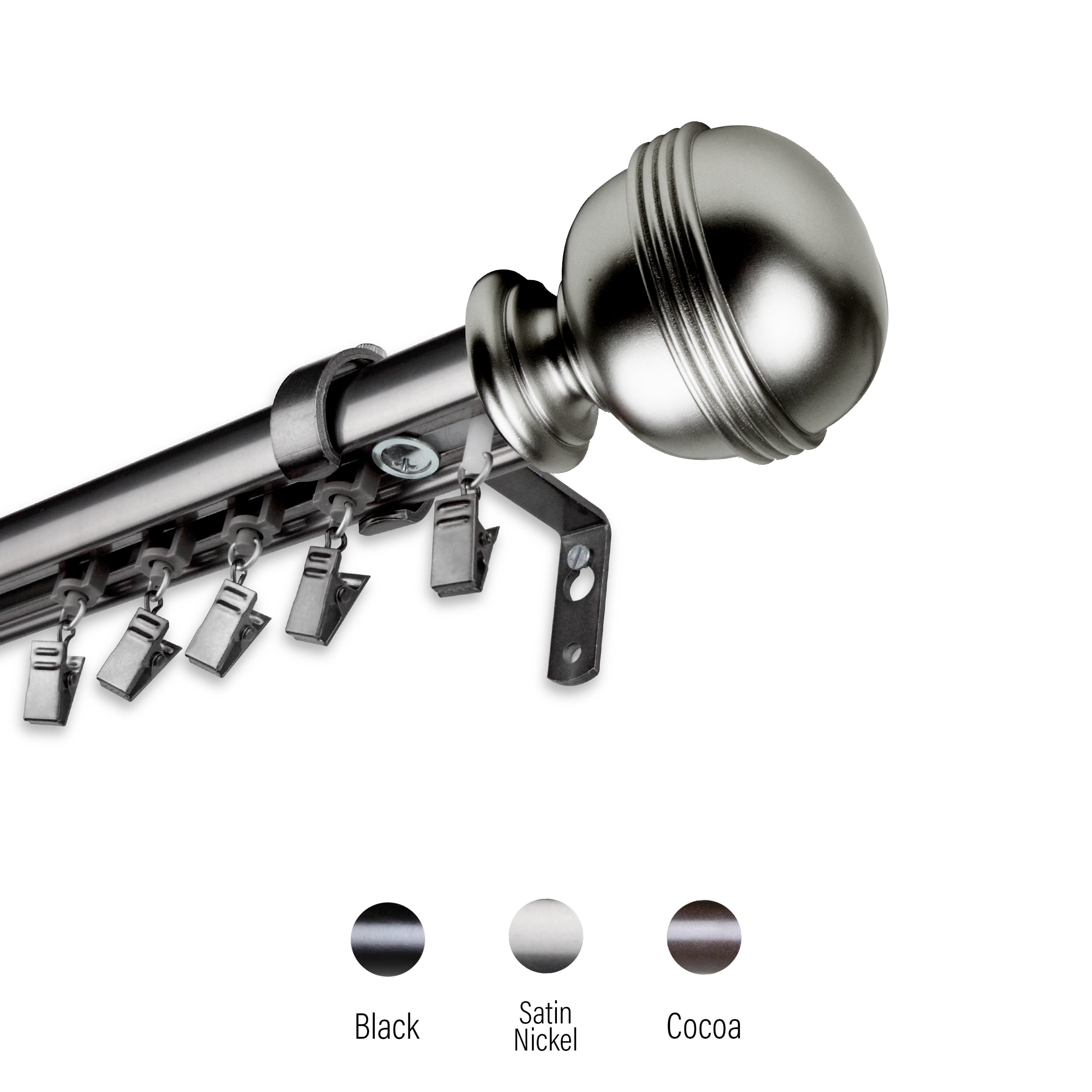 1.5" Dia Adjustable 110" to 156" Tricia Traverse Rod with Rings - Satin ...