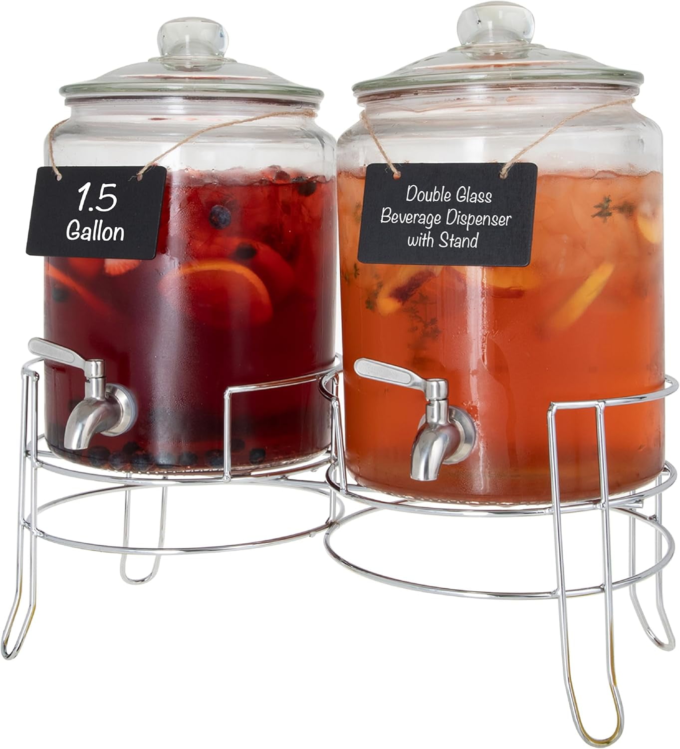 1.5 Gallon Drink Dispenser with Lid - 2 Pack Beverage Dispenser and ...
