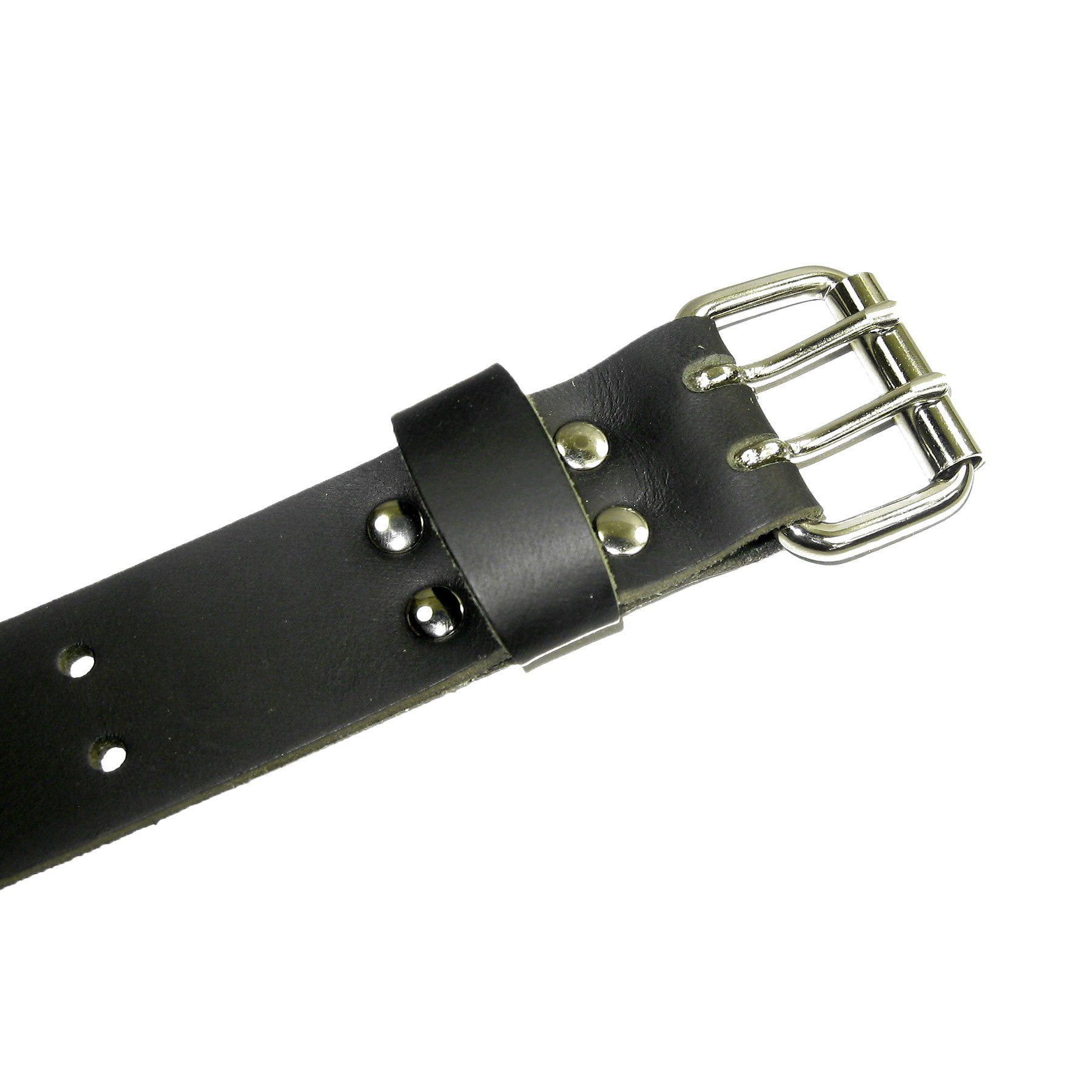 1.5" Genuine Oiled Buffalo Leather Belts 2-Prong Double Holes Black (40 ...