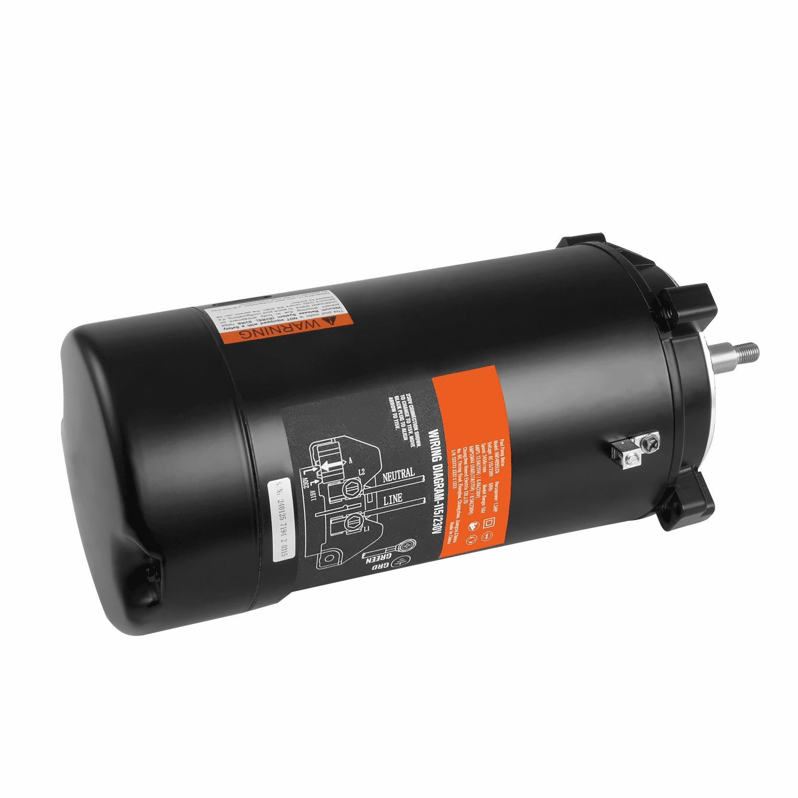 1.5 HP Pool Pump Motor, 56J Frame, 115/230V, 3450 RPM, Round Flange ...
