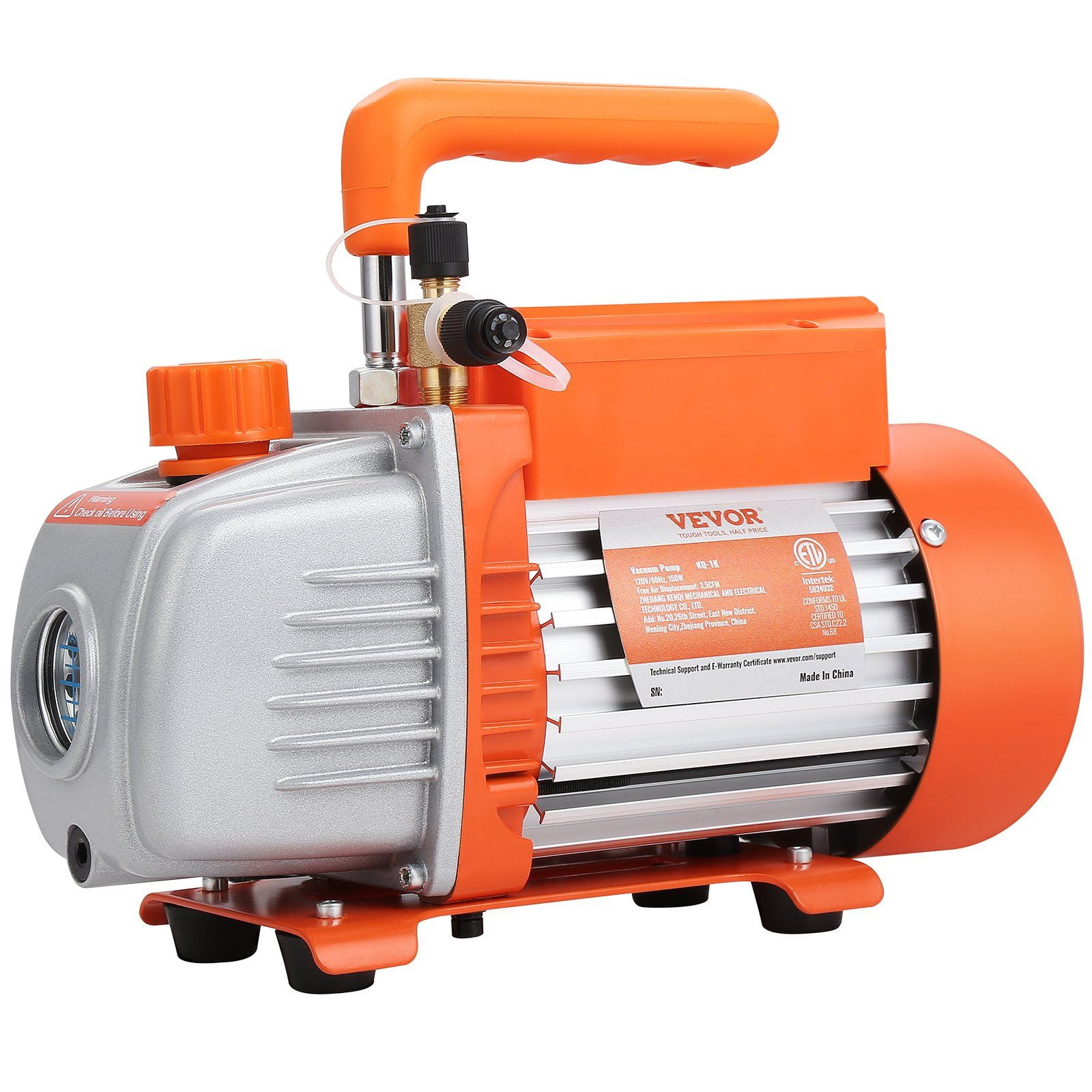 1/5 HP Single Stage Vacuum Pump - 3.5 CFM, 120V AC for HVAC ...