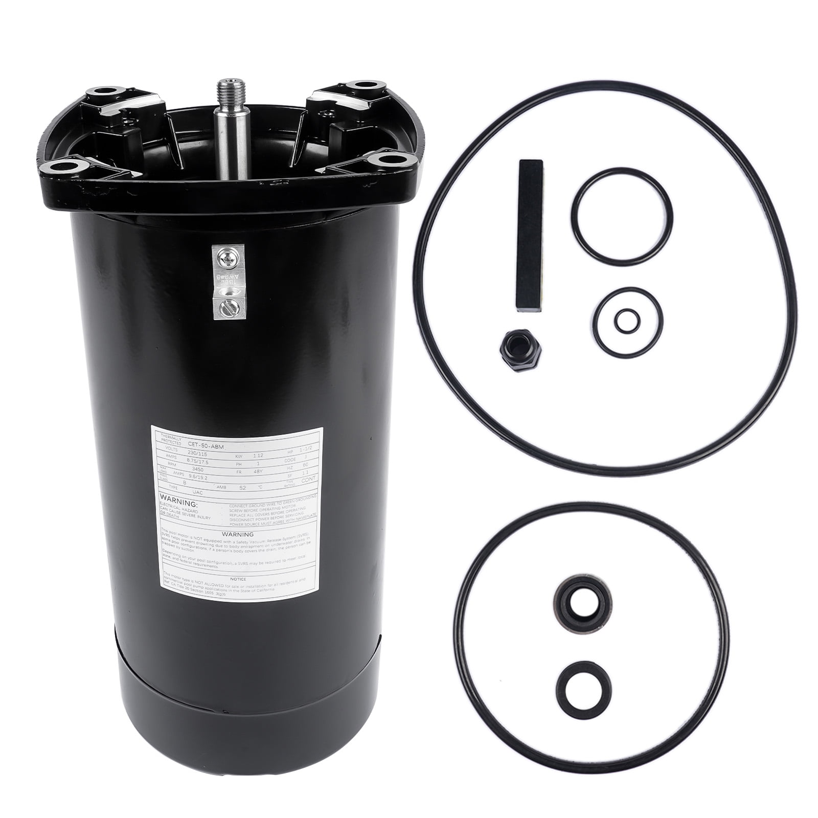 1.5 HP Swimming Pool Motor - New USQ1152 Flange, Single Speed 3450 RPM ...