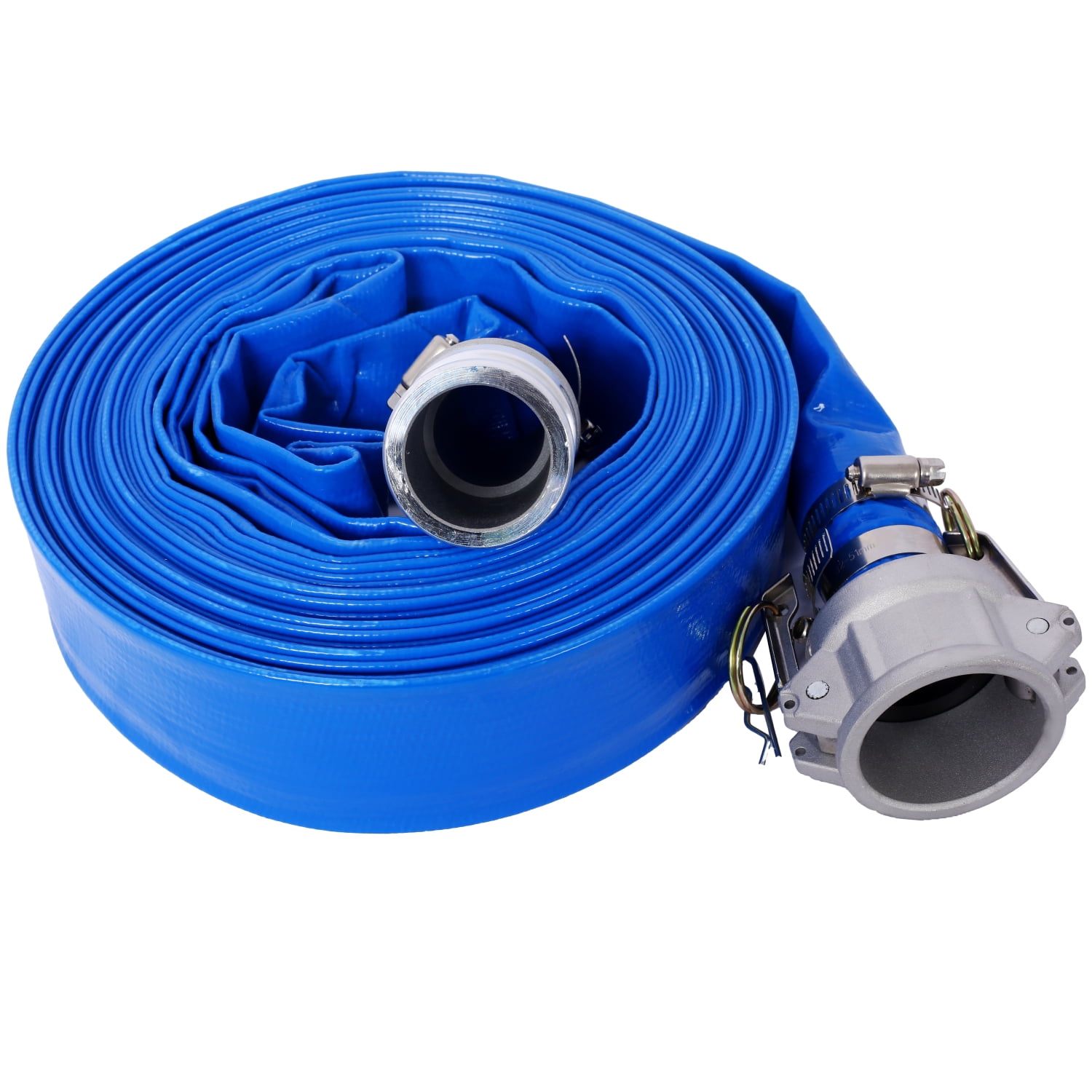 1.5” ID × 50 ft Pool Backwash Hose Heavy Duty Reinforced Blue PVC Lay Flat Water Discharge Pump ...