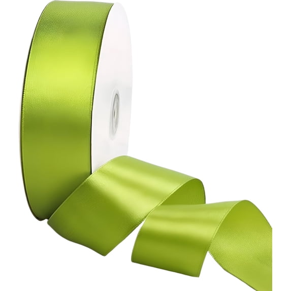 1.5 Inch (40mm) x 100 Yards Fruit Green Satin Ribbon, Thin Solid Fabric ...