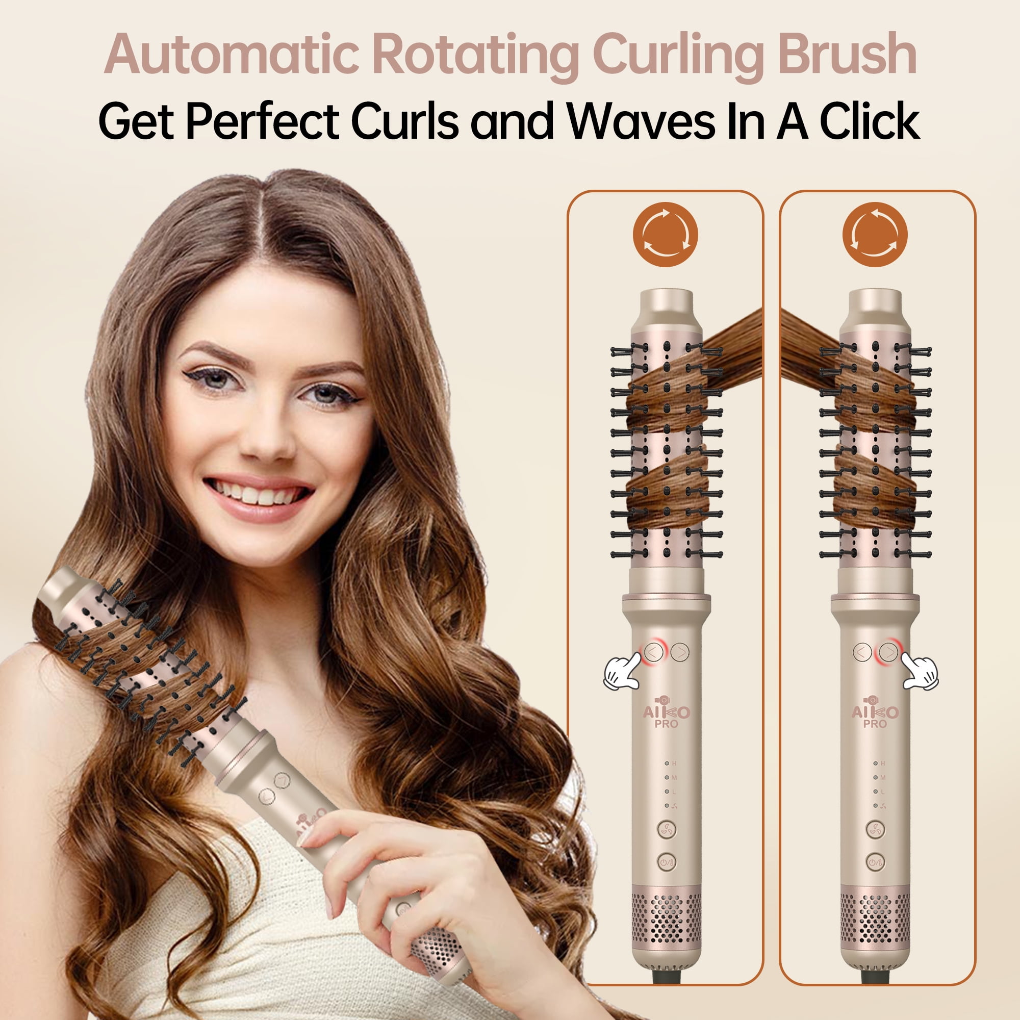 1.5 Inch Auto Rotating Curling Brush, Spinning Heated Thermal Round ...