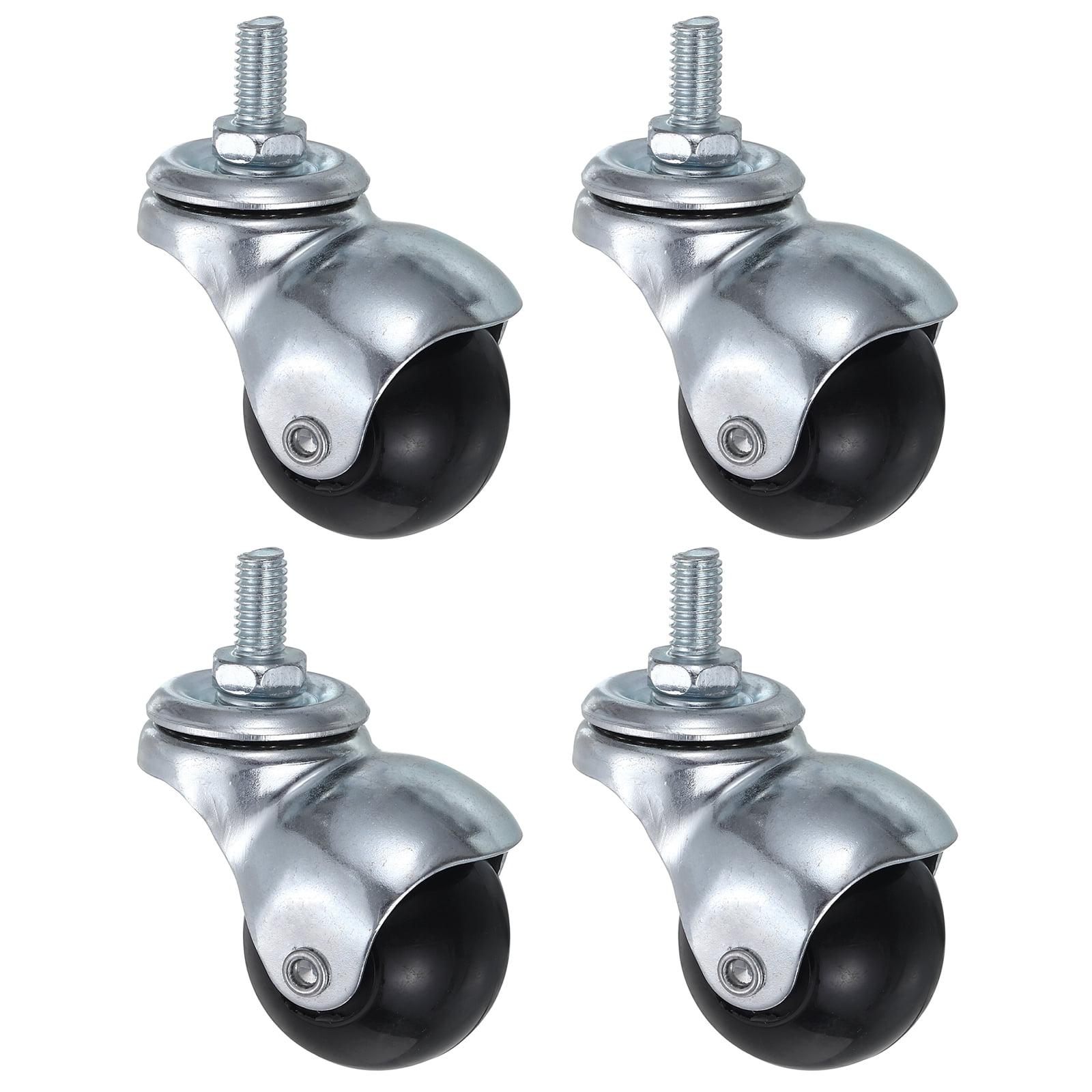 1.5 Inch Ball Caster Wheels, 4 Pack Threaded Stem Caster, Silver Tone ...
