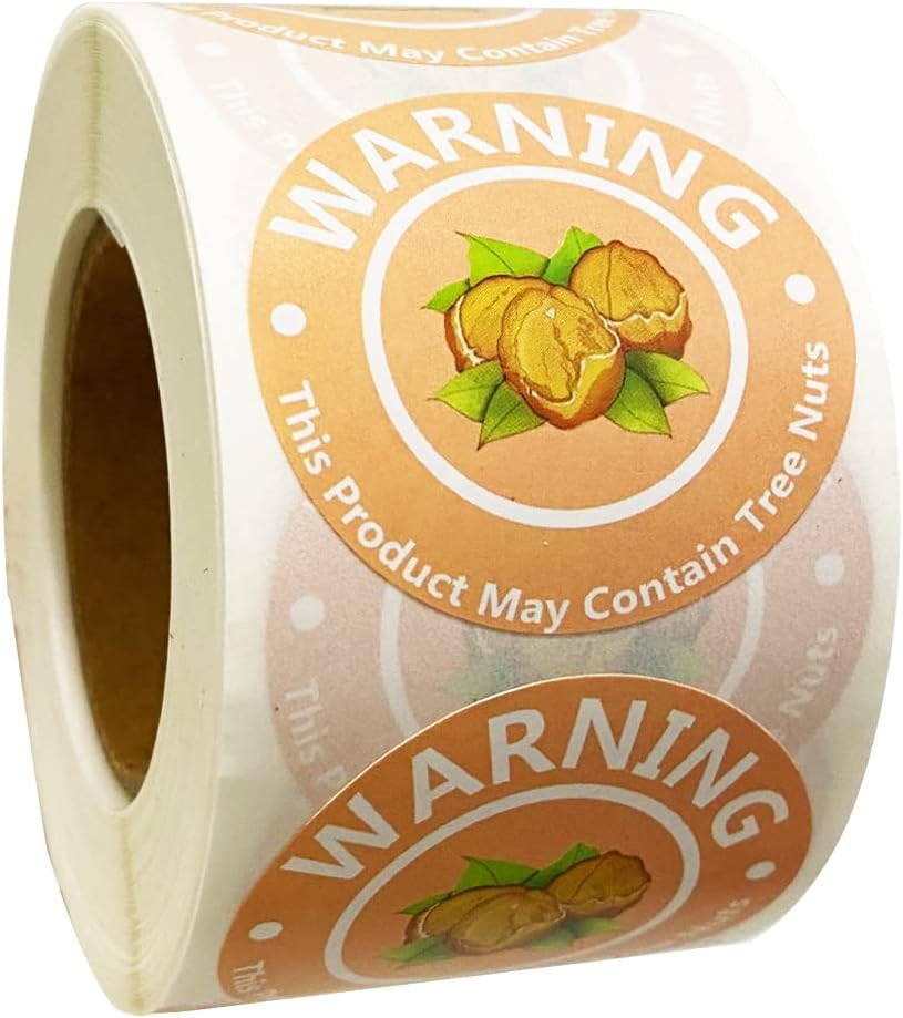 1.5 Inch Contains Nuts Labels,Tree Nuts Allergen Labels,Allergy Warning ...