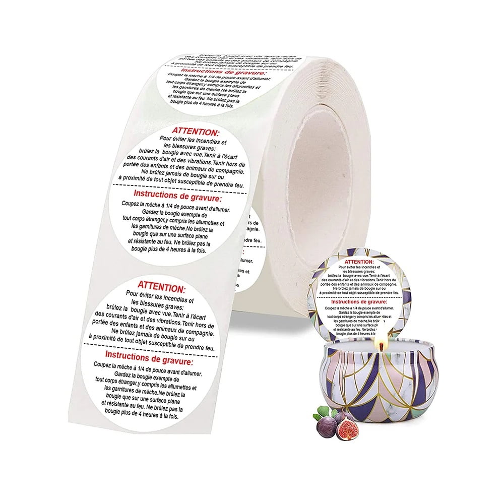 1.5 Inch French Candle Warning Labels Waterproof Safety Sticker for ...
