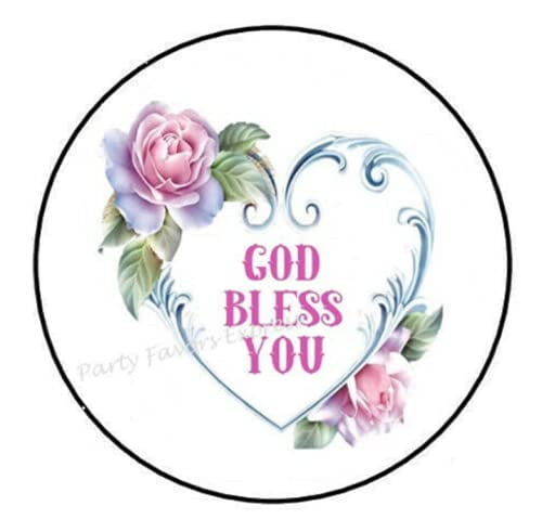 1.5" Inch God Bless You Floral Heart Stickers - God Bless You Stickers - Motivational Stickers ...