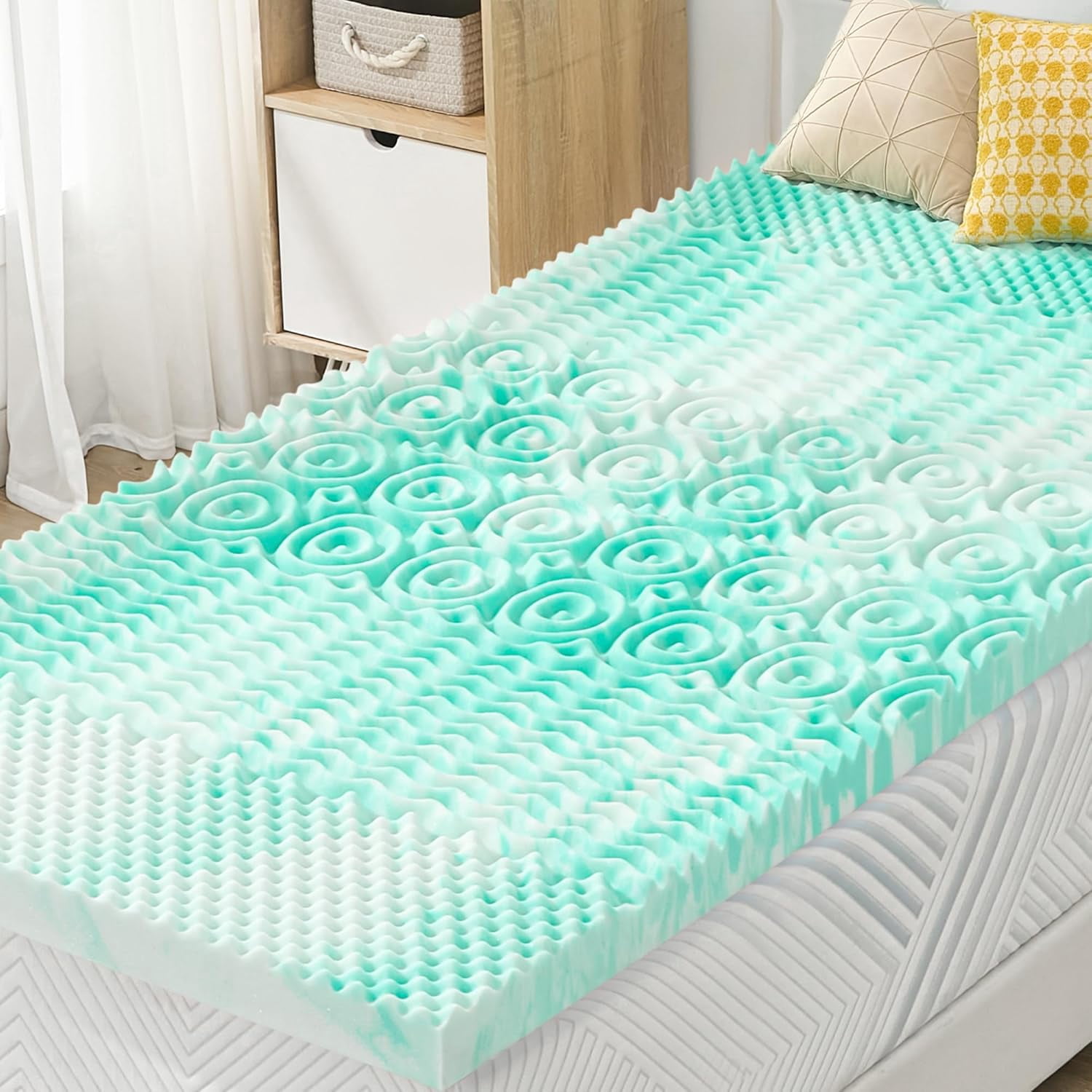 1.5 Inch Memory Foam Mattress Topper Twin XL, Pressure Relief CertiPUR ...