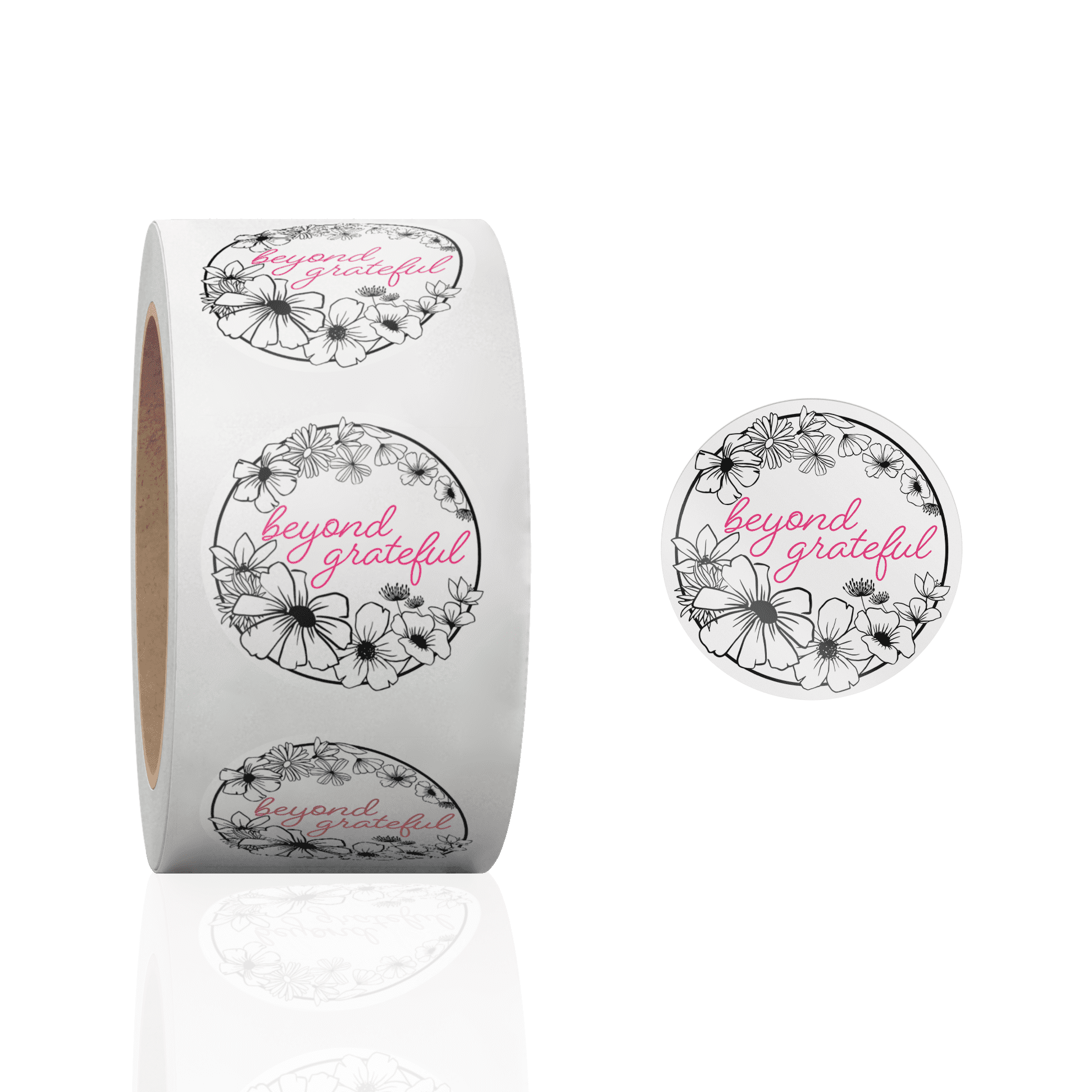 1.5 Inch Round 500 Count Black and White Floral Perforated Roll ...