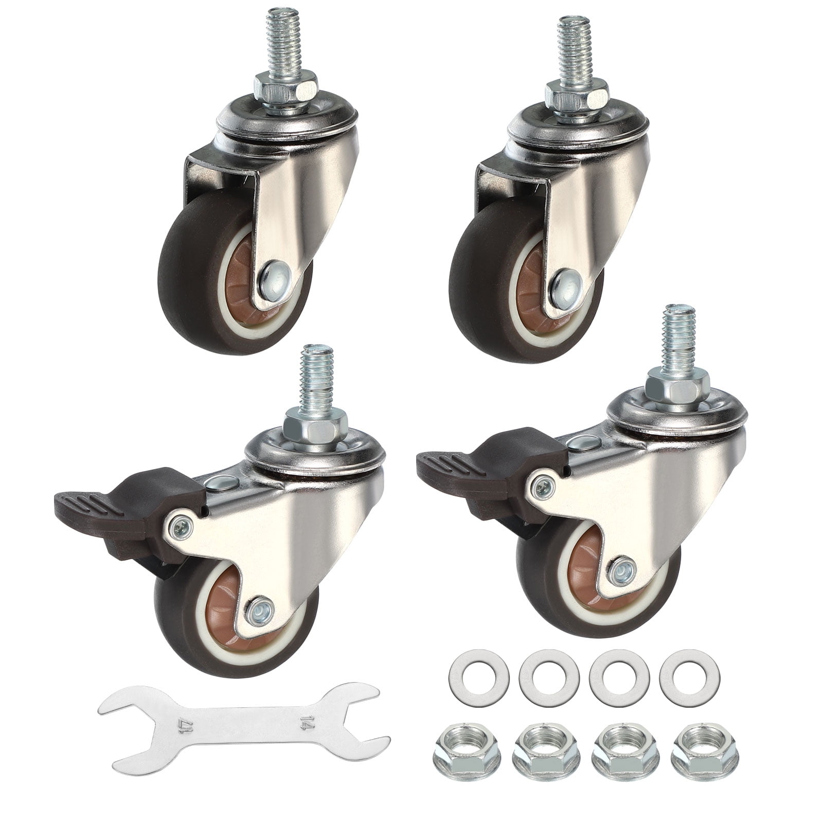 1.5 Inch Stem Casters TPR Threaded Swivel Wheel Load 165 Lbs 4 Pack (2 ...