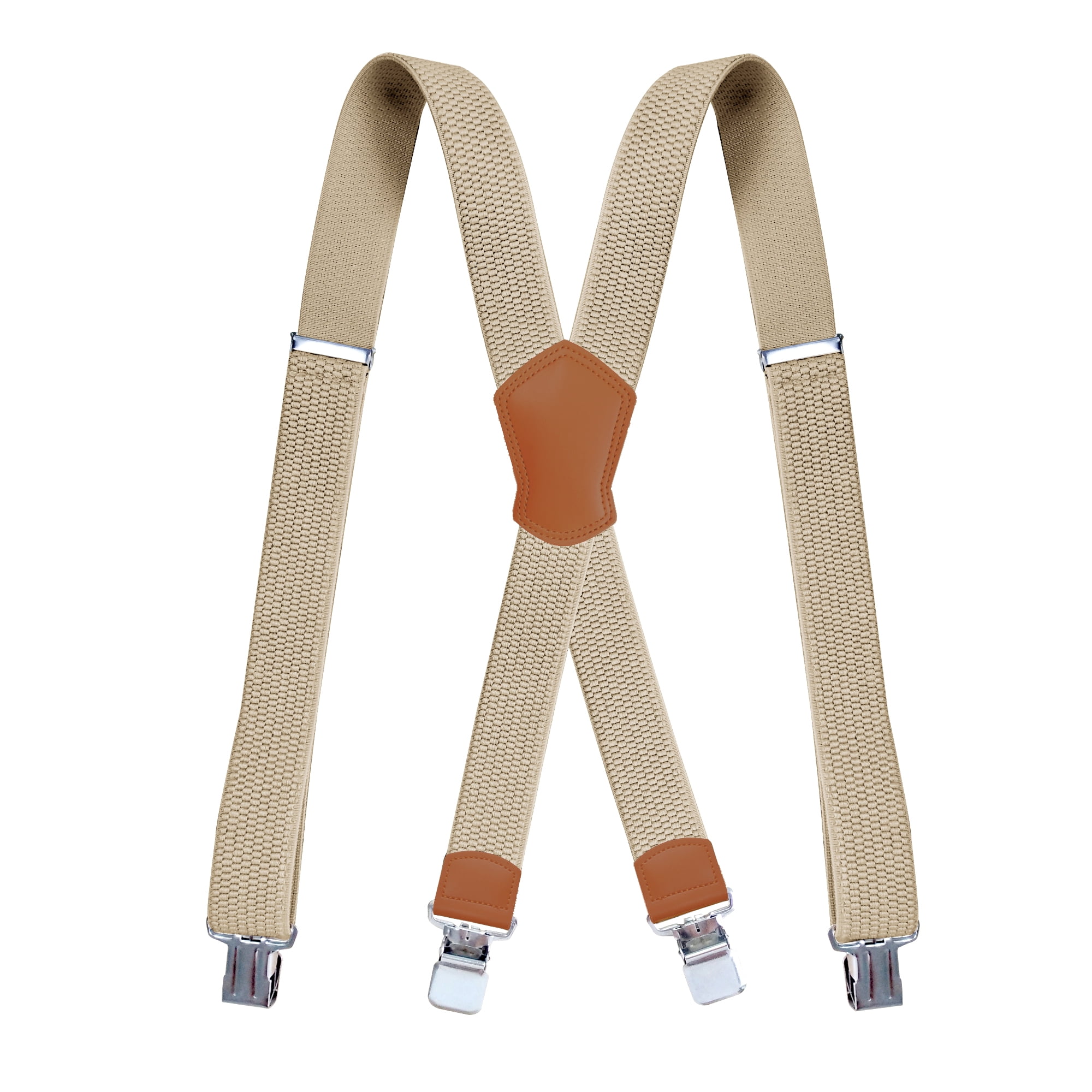 1.5 Inch Suspenders For Men X Back Heavy Duty Adjustable Elastic Khaki ...