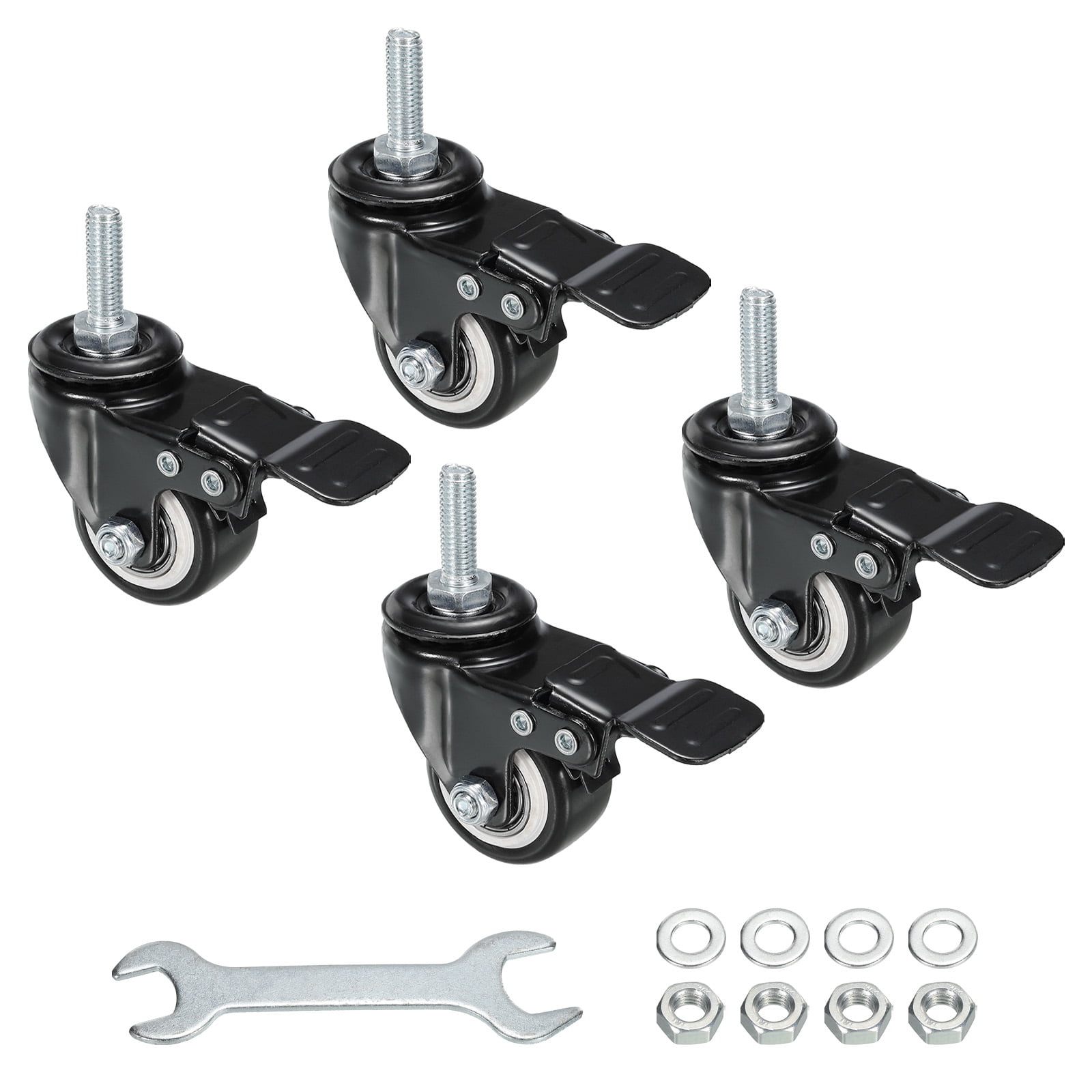 1.5 Inch Swivel Threaded Stem Casters M8x25mm Thread PU Caster Wheel ...