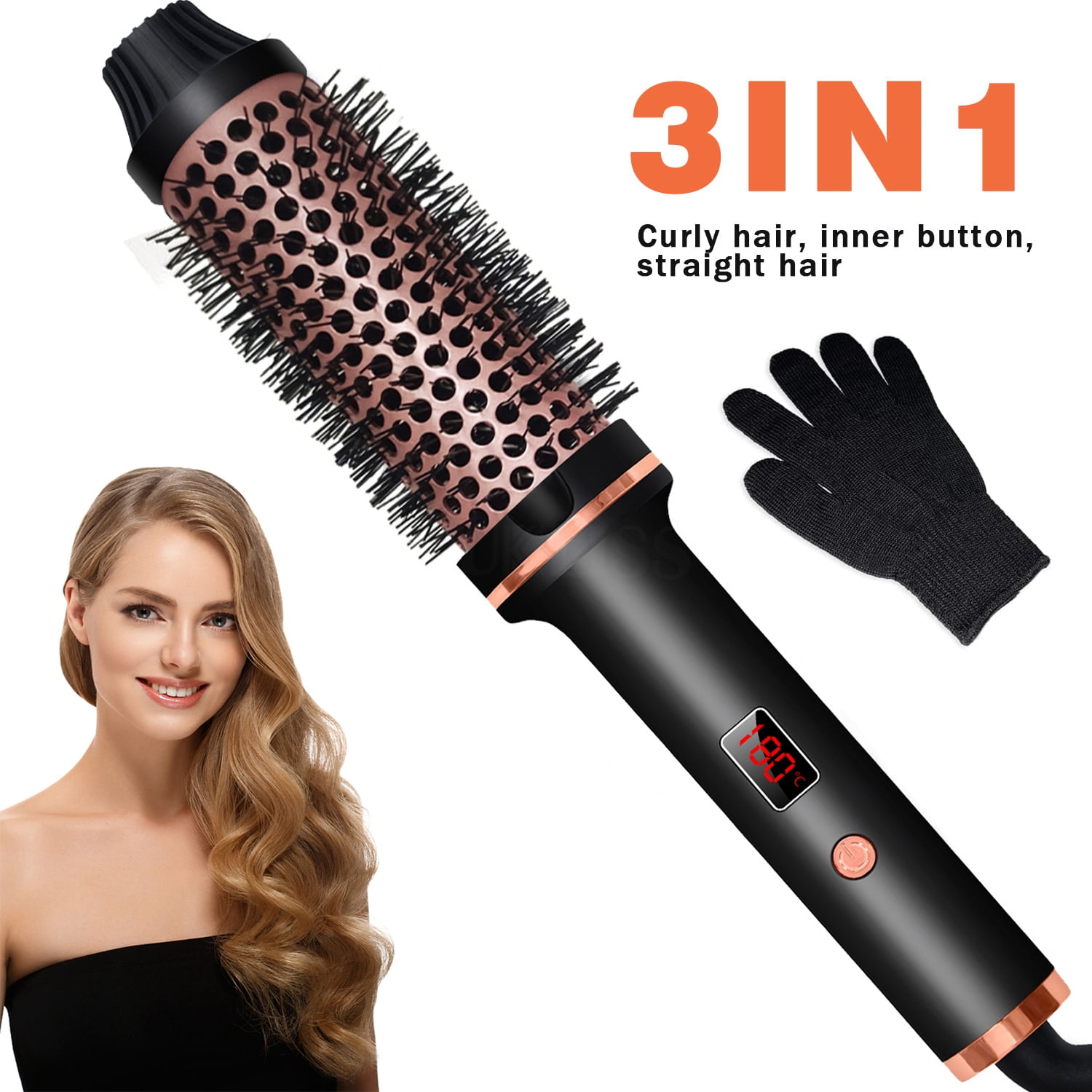 1.5 Inch Thermal Brush Curling Iron Brush, Volumizing Brush Heated ...
