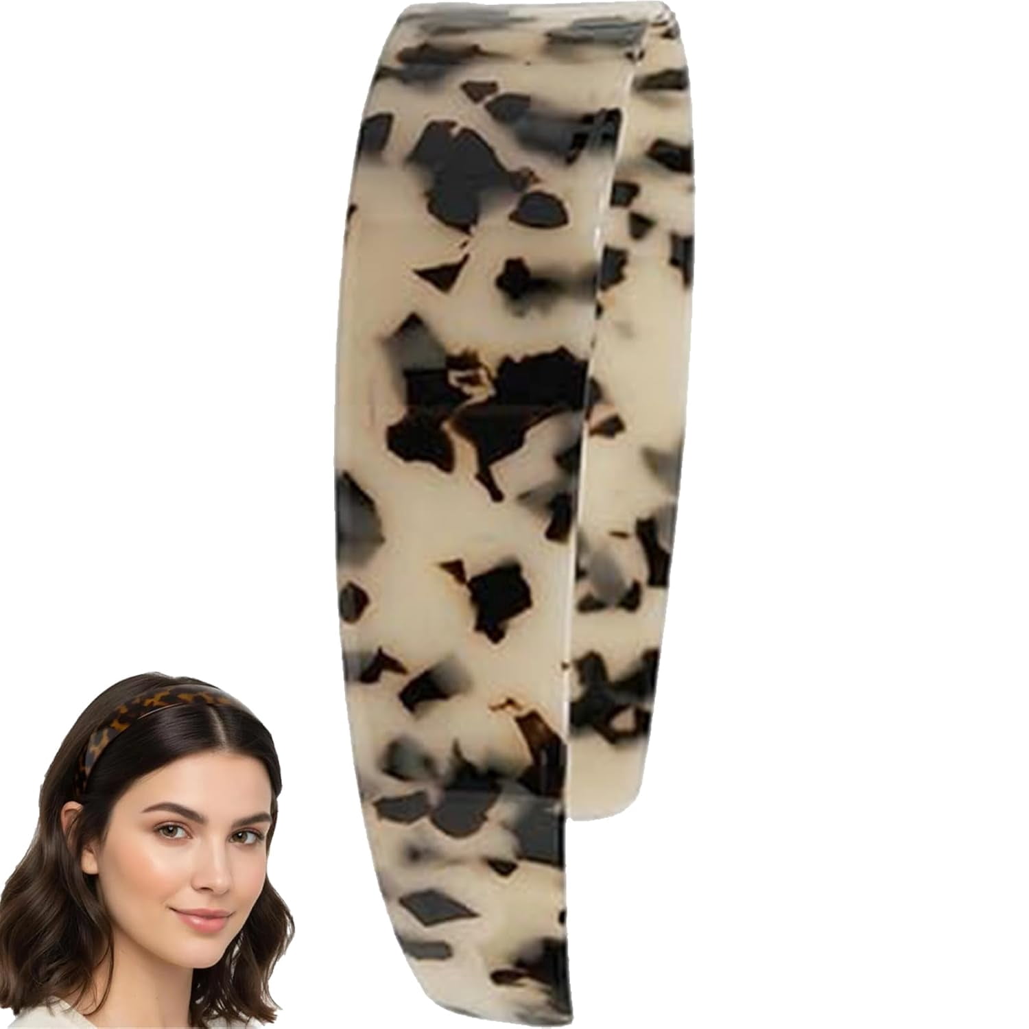 1.5 Inch Thick Tortoise Shell Headband with Teeth, Wide Non-Slip ...