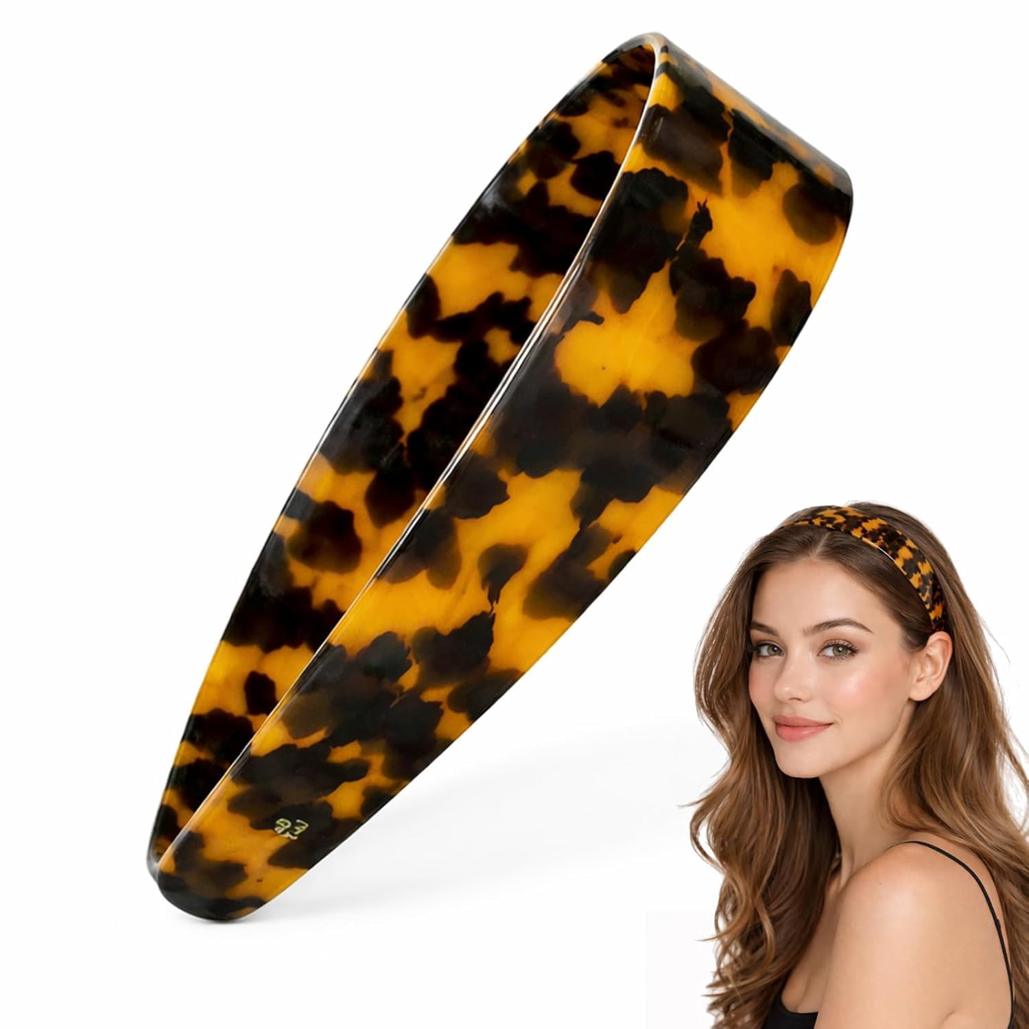 1.5-Inch Wide Tortoise Shell Headband, Thick Acetate Leopard Print Hair ...